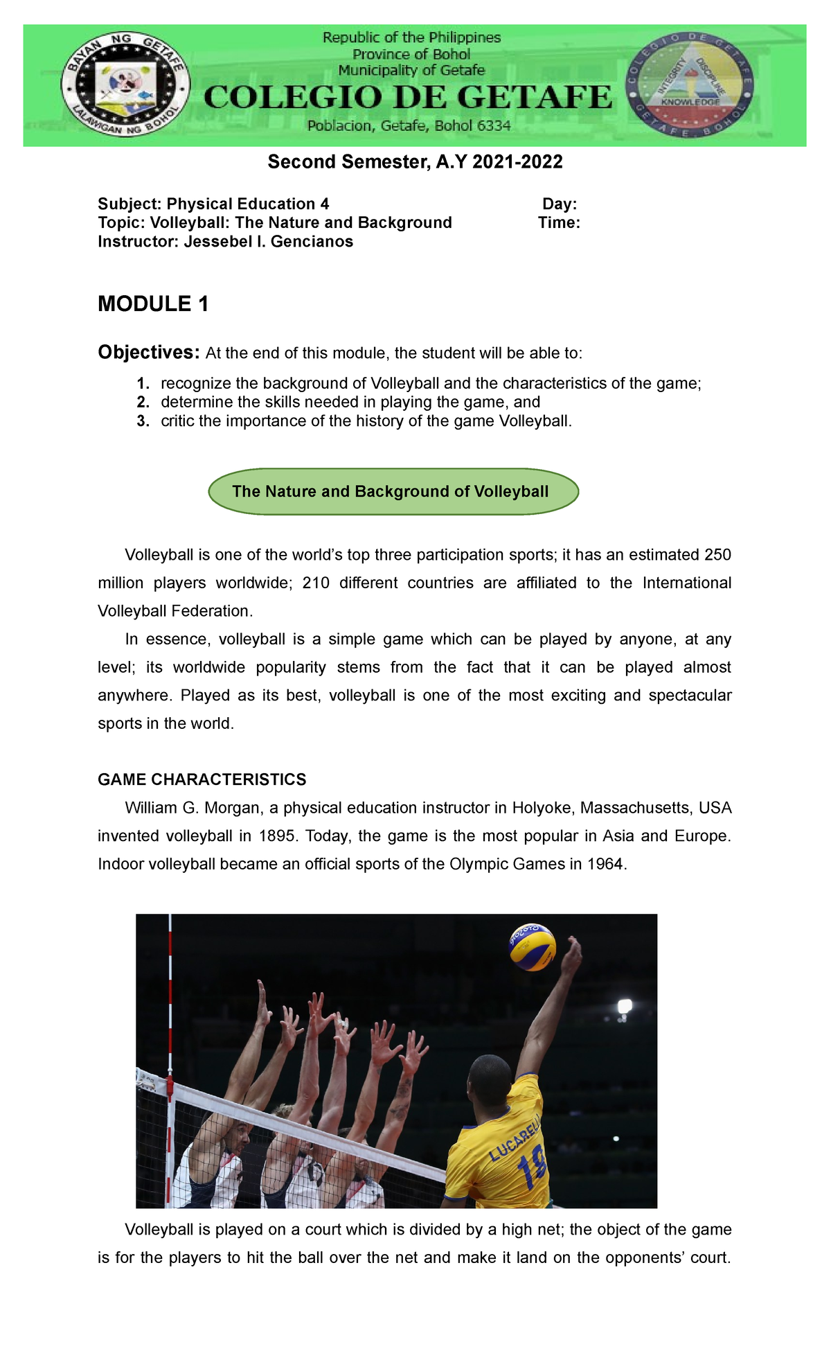 P.E -4 Module 1 - it enhances body coordination - Second Semester, A ...