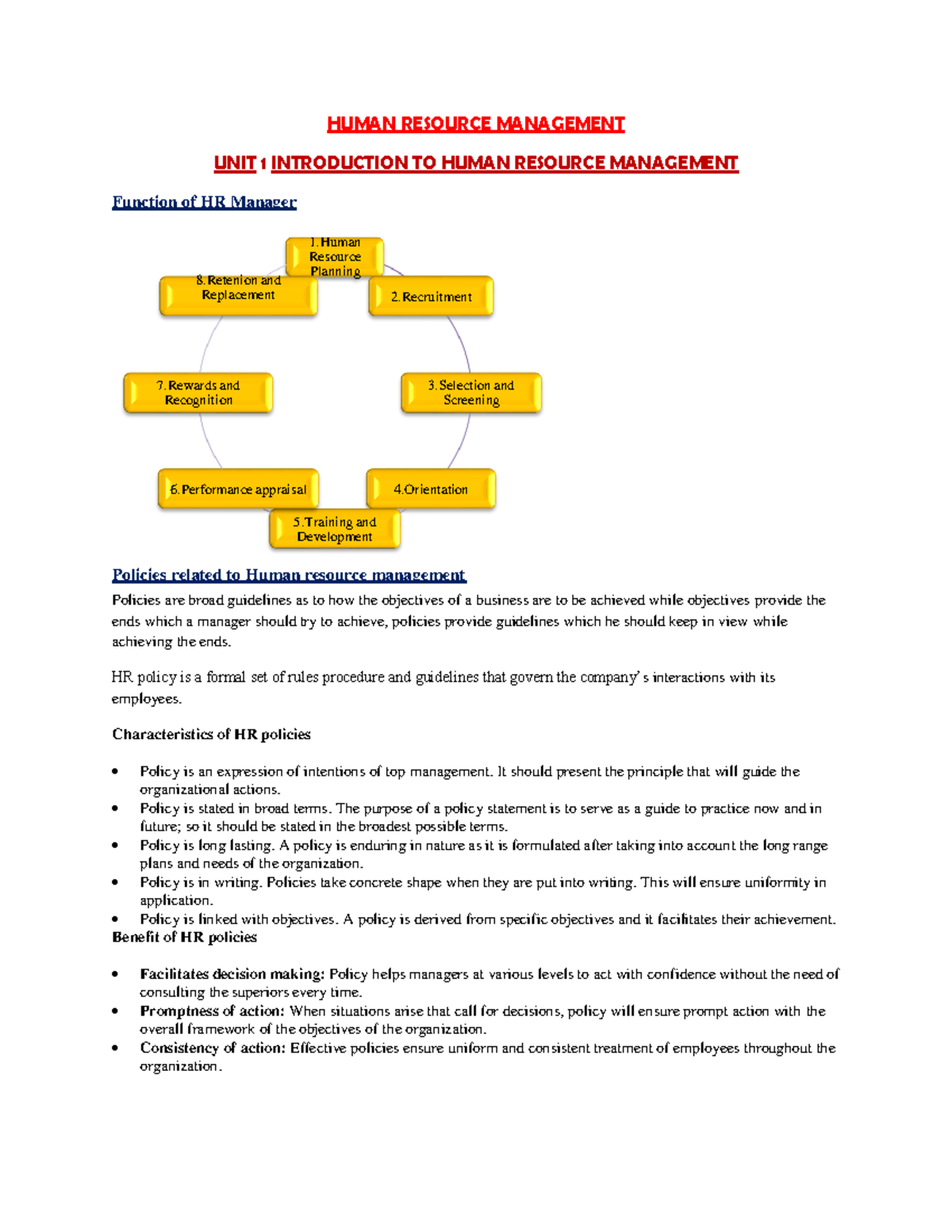 Human Resource Management - HUMAN RESOURCE MANAGEMENT UNIT 1 ...