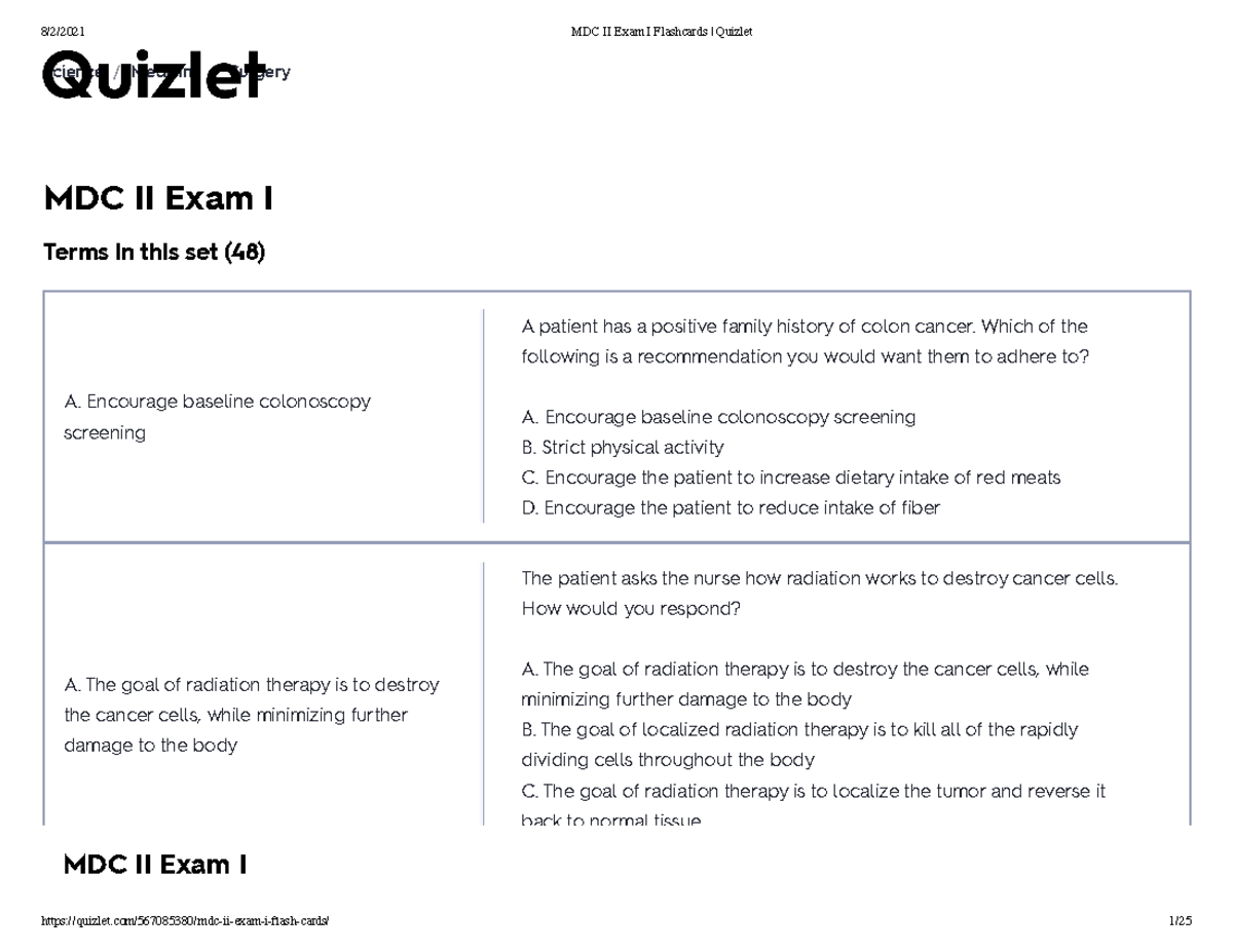 MDC2exam1quizlet - Quizlet with the questions for the first exam in ...