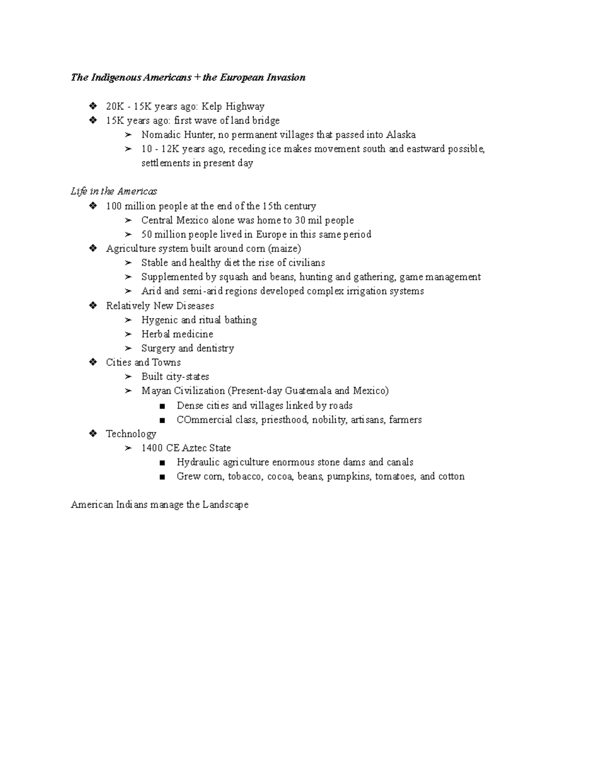 The Indigenous Americans + the European Invasion - Studocu
