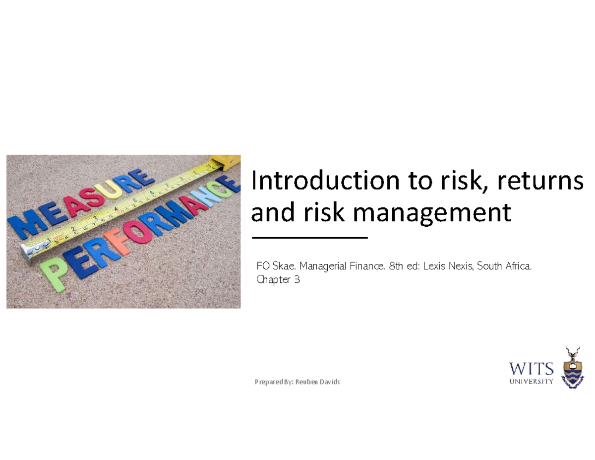 Performance Evaluation - Slides - Introduction to risk, returns and risk management FO Skae ...