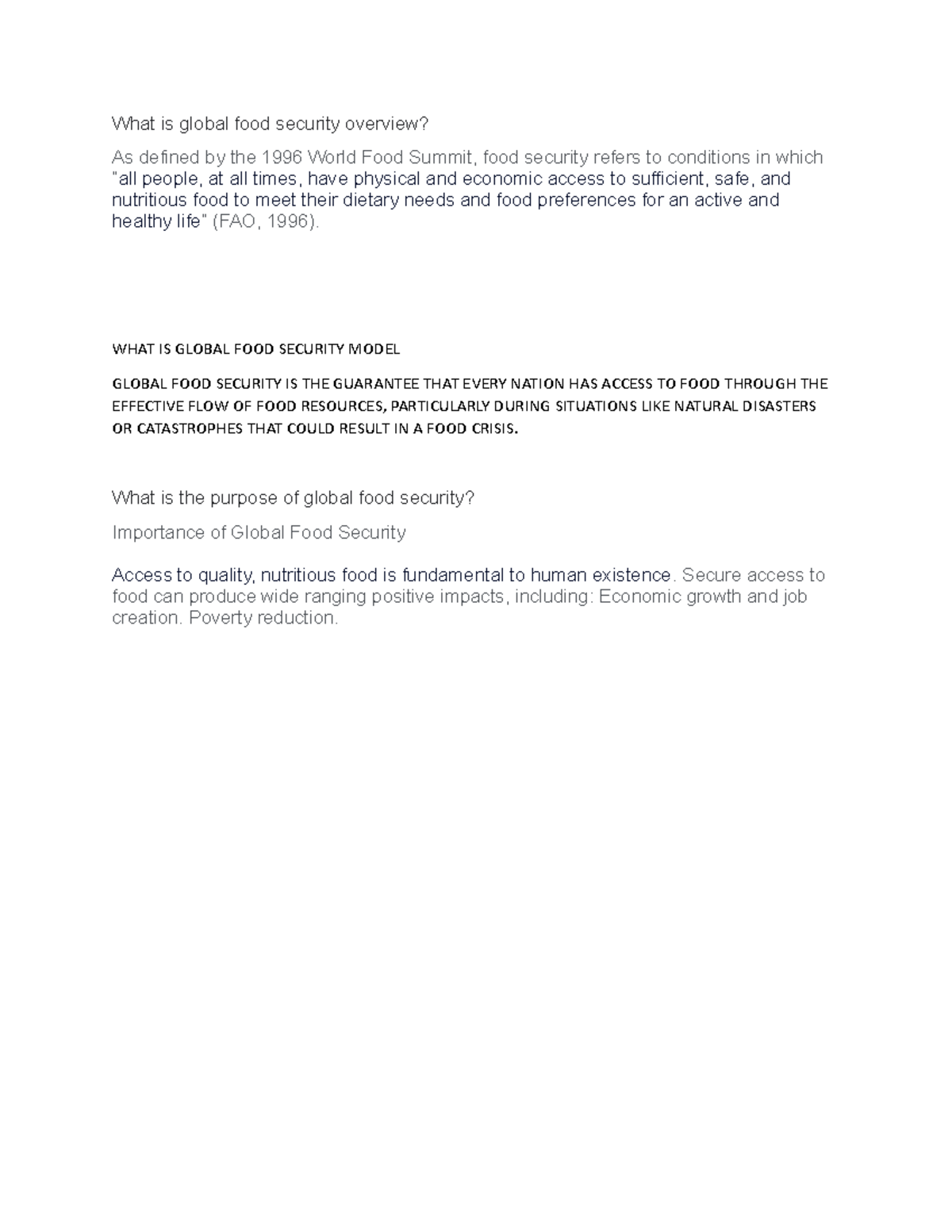 What is global food security overview - WHAT IS GLOBAL FOOD SECURITY ...