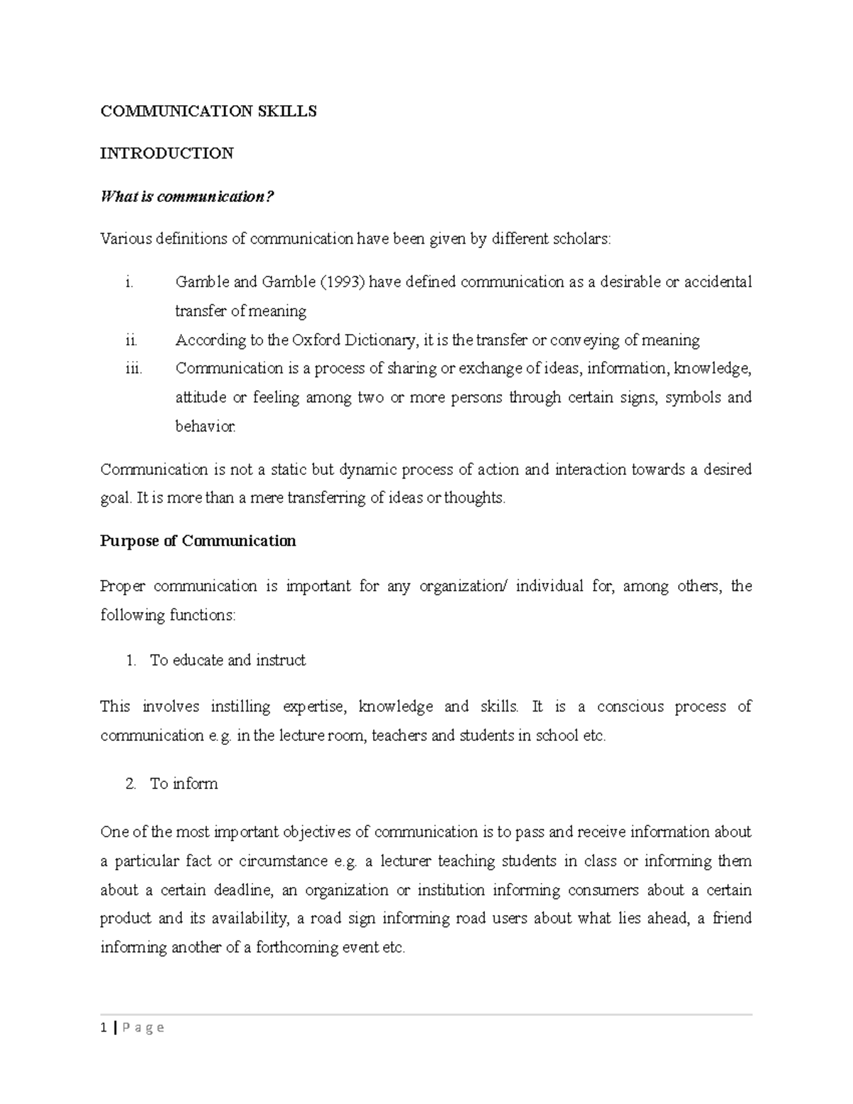 Introduction, Listening AND Speaking Skills - COMMUNICATION SKILLS ...