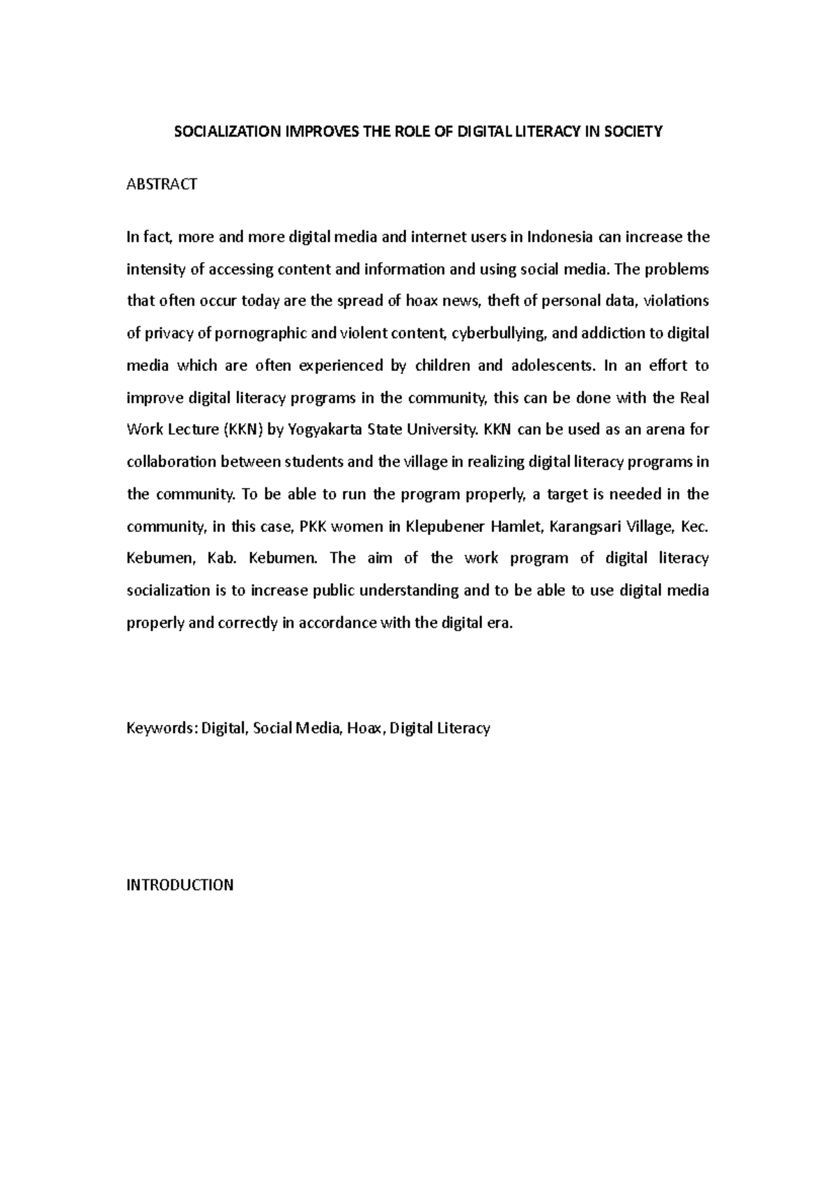 Socialization Improves THE ROLE OF Digital Literac - SOCIALIZATION ...