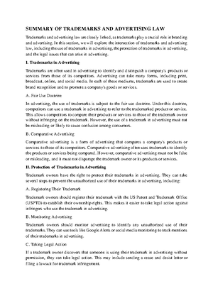 Summary of Trademark Licensing and Assignment - SUMMARY OF TRADEMARK ...