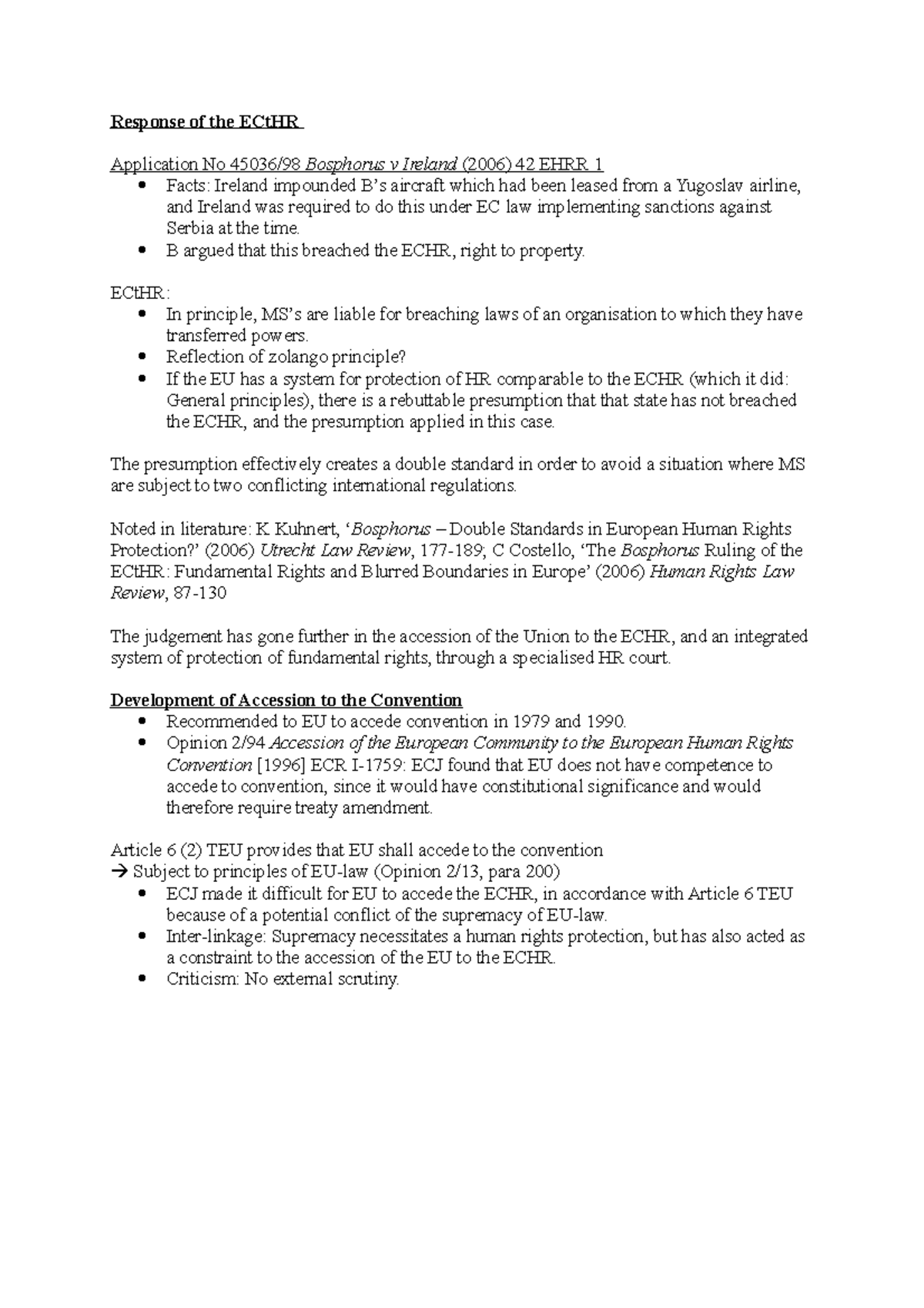 Response of the ECt HR - Lecture notes Second semester - Response of ...