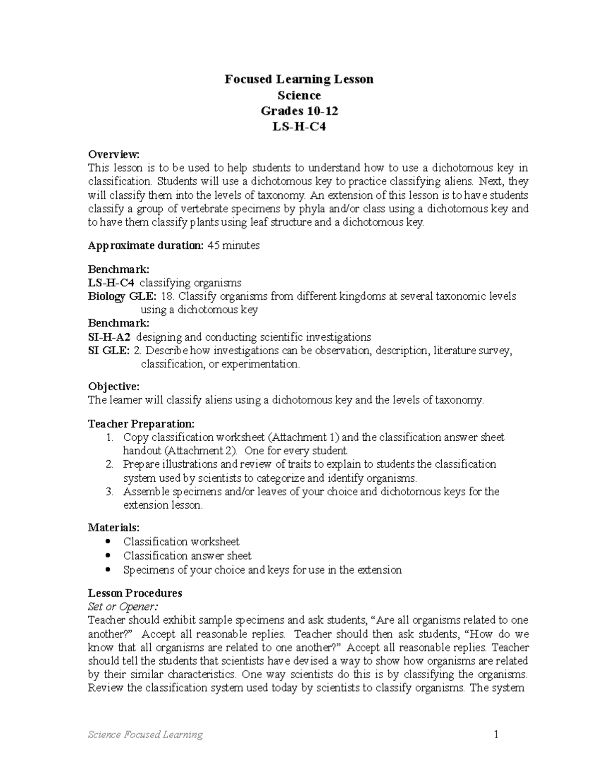 Classifying dicot key - science - Science Focused Learning 1 Focused ...