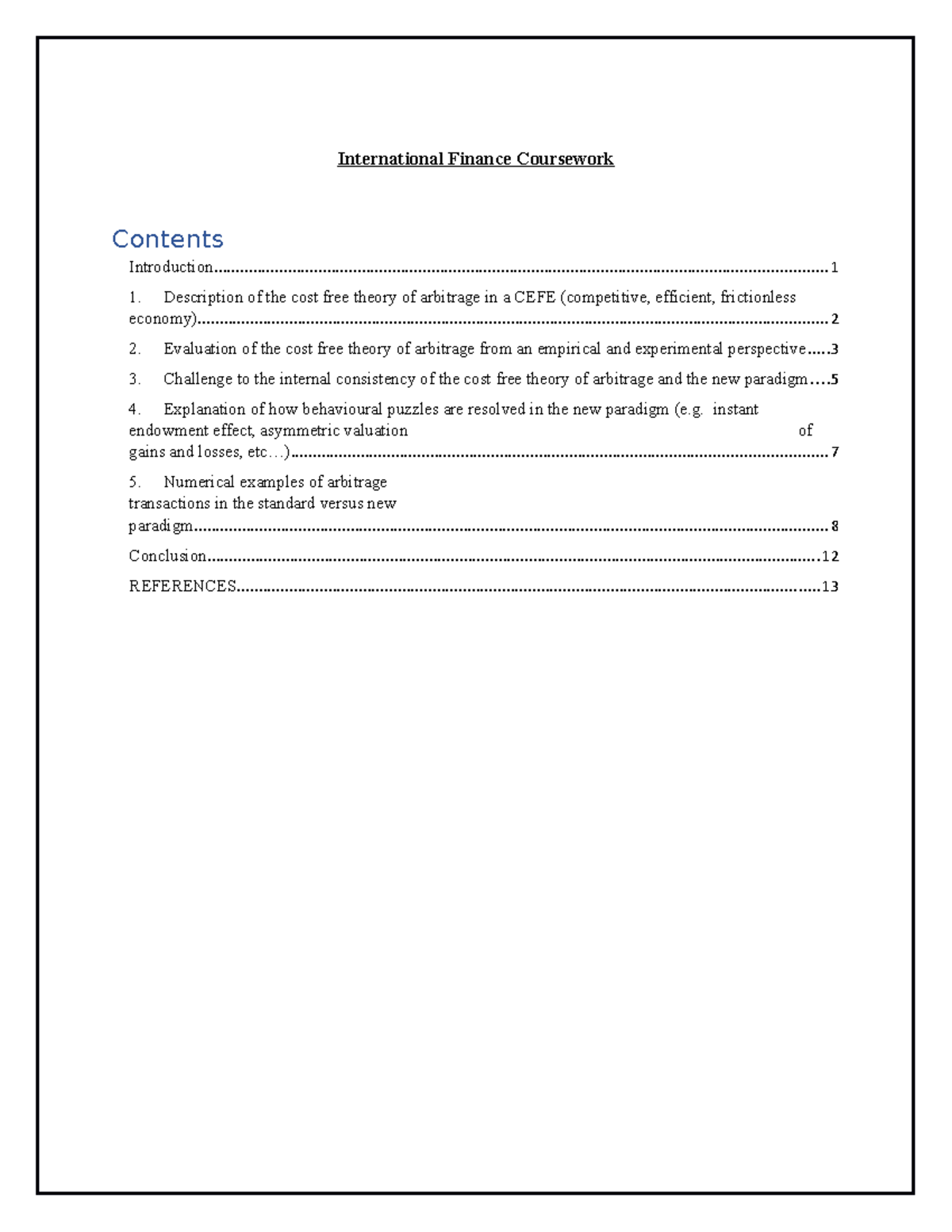 International Finance Coursework - International Finance Coursework ...