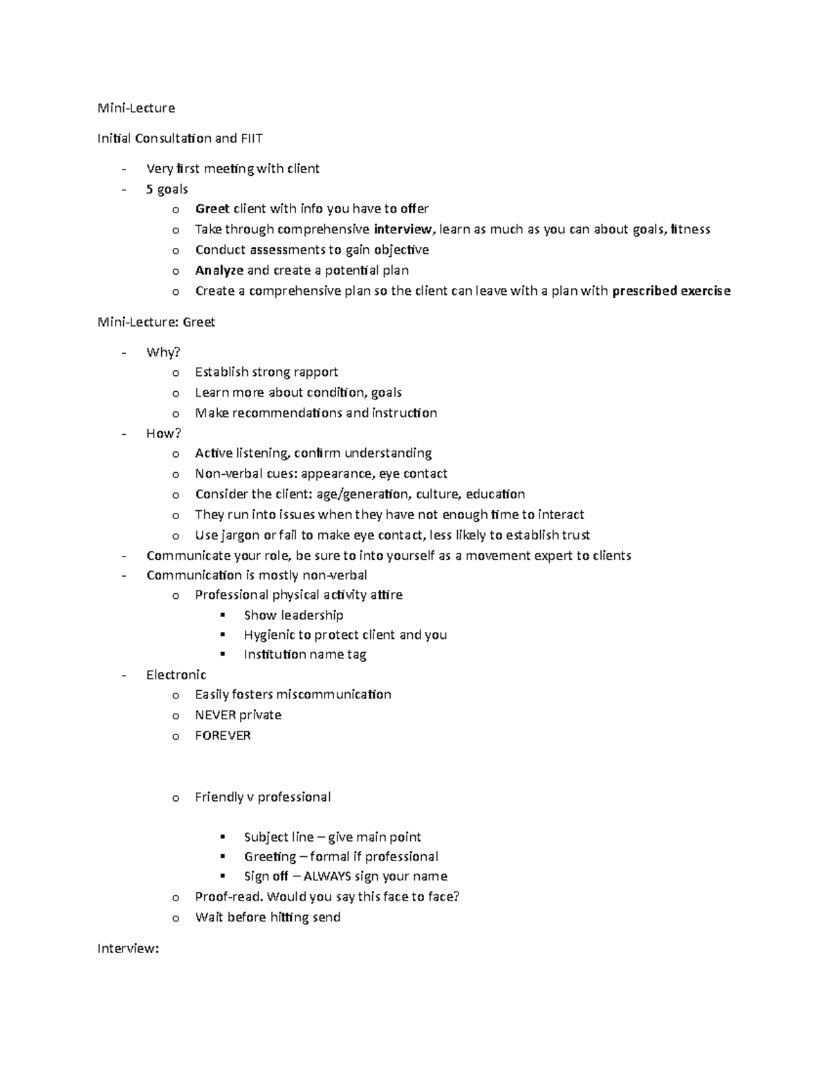 KIN 204; Mod 2 - Module 2 lecture notes - Mini-Lecture Initial ...