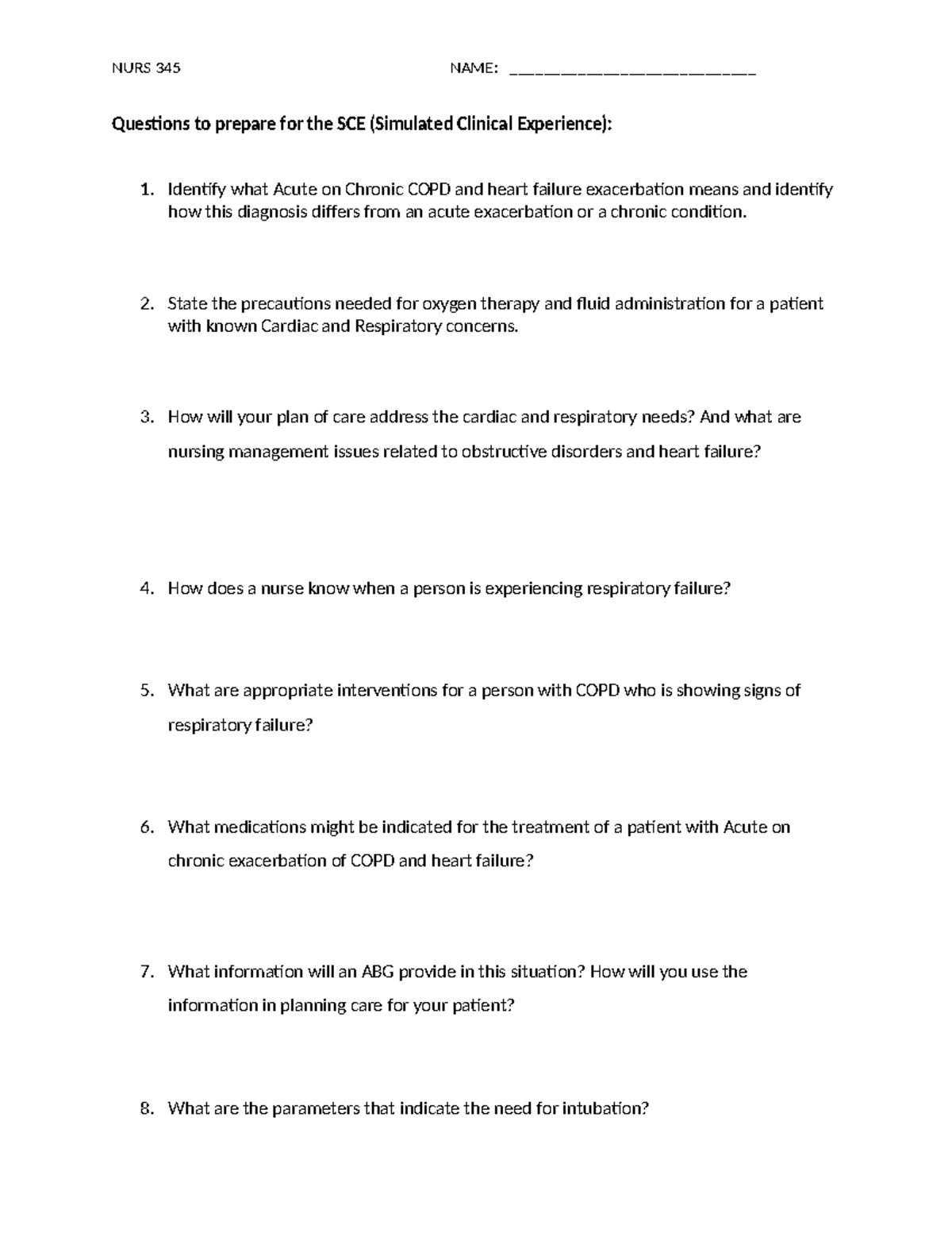 COPD Questions - NURS 345 NAME: _____________________________ Questions ...