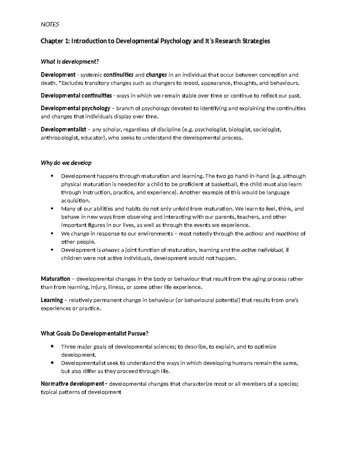 Chapter 1 - Introduction to Developmental Psychology and It's Research ...