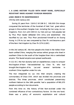 Vietnamese History and Culture Note - Name: Nguyễn Ngọc Quỳnh Như ID ...
