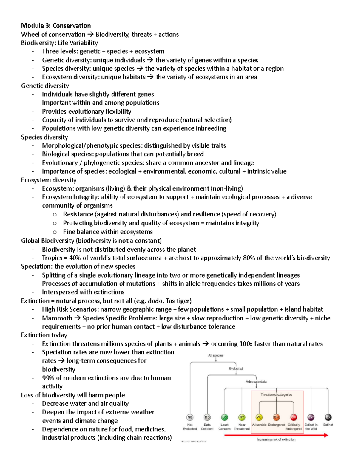 Final Animals and us notes 2 - Module 3: Conservation Wheel of ...