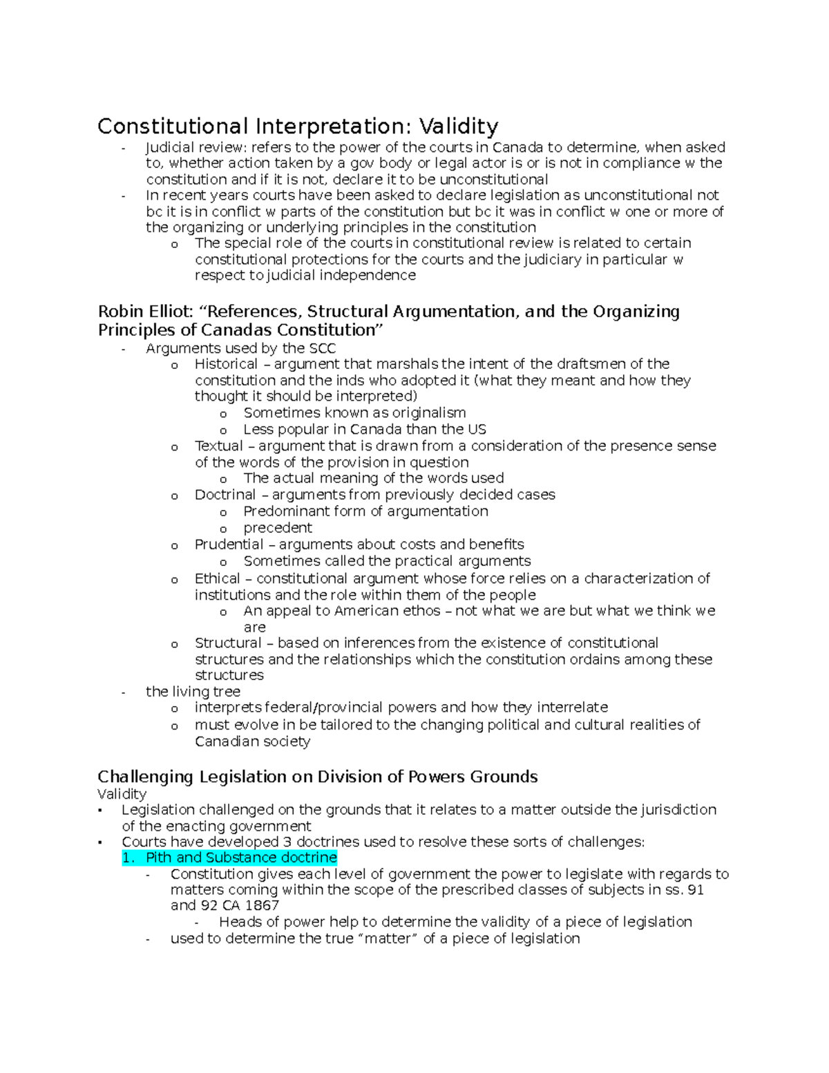 Constitutional Interpretation - 91 and 92 CA 1867 - Heads of power help ...