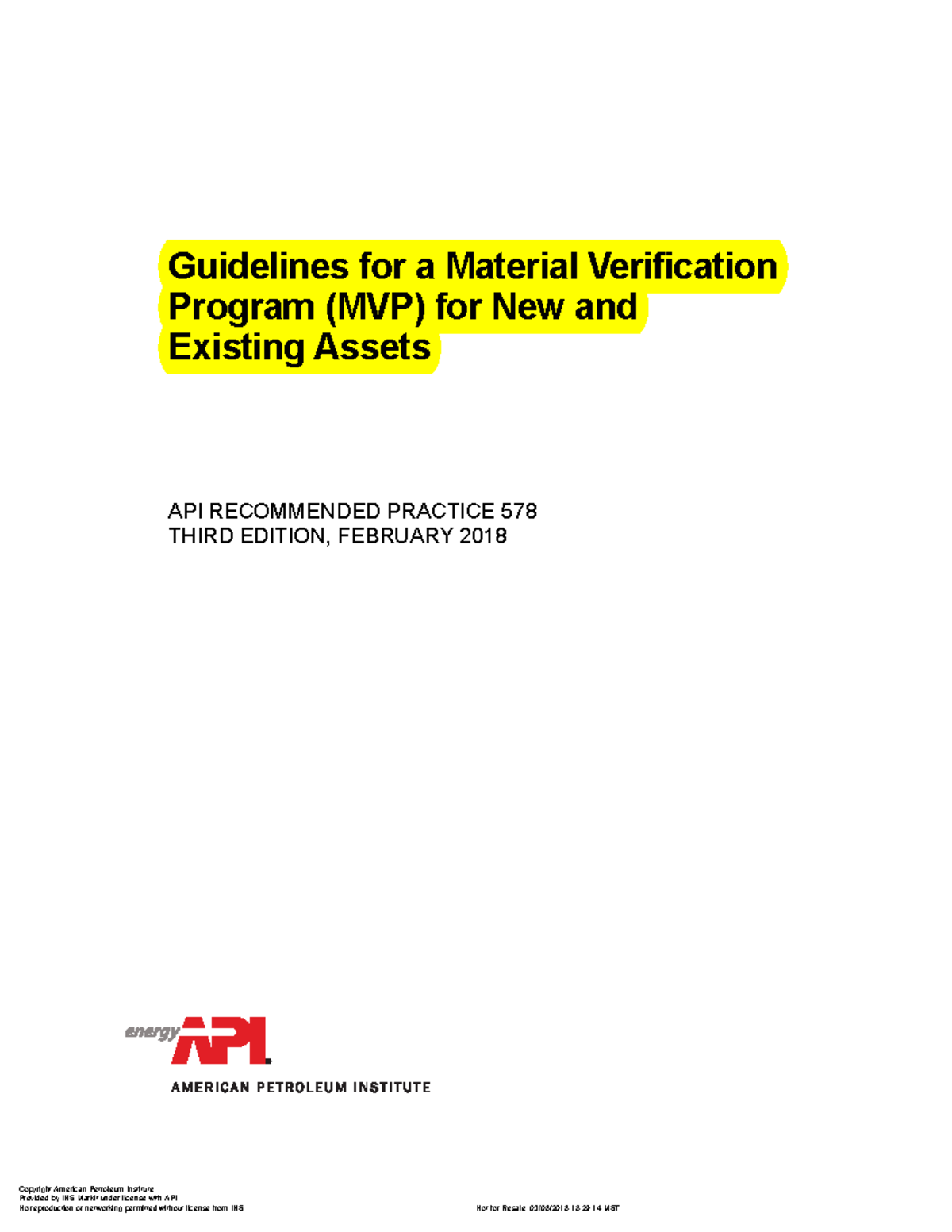 API 578 2018 Guidelines for a Material Verification - Guidelines for a ...