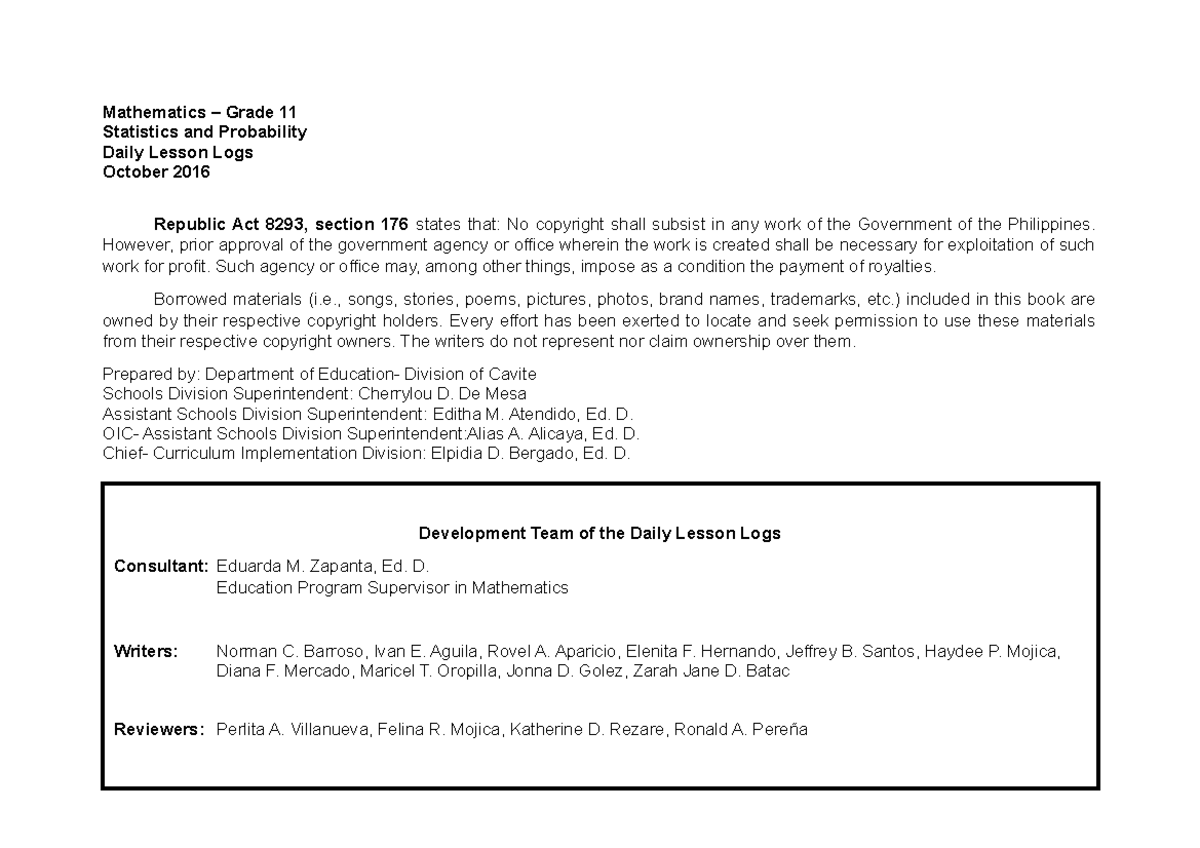 Prelim in Statistics - Mathematics – Grade 11 Statistics and ...