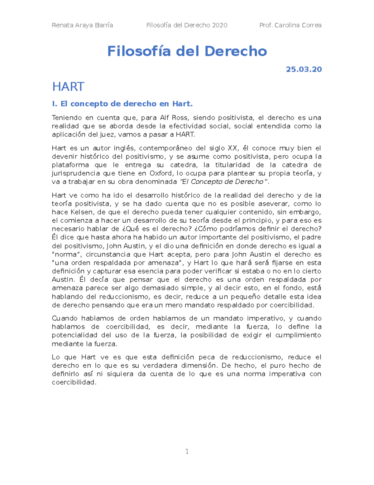 FilosofíA DEL Derecho 2020 - Filosofía del Derecho 25. HART I. El ...