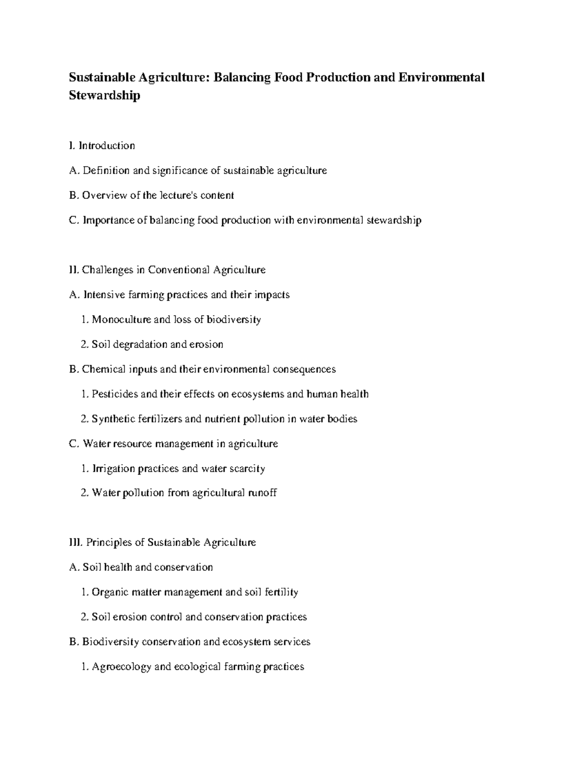 Sustainable Agriculture - Balancing Food Production and Environmental ...