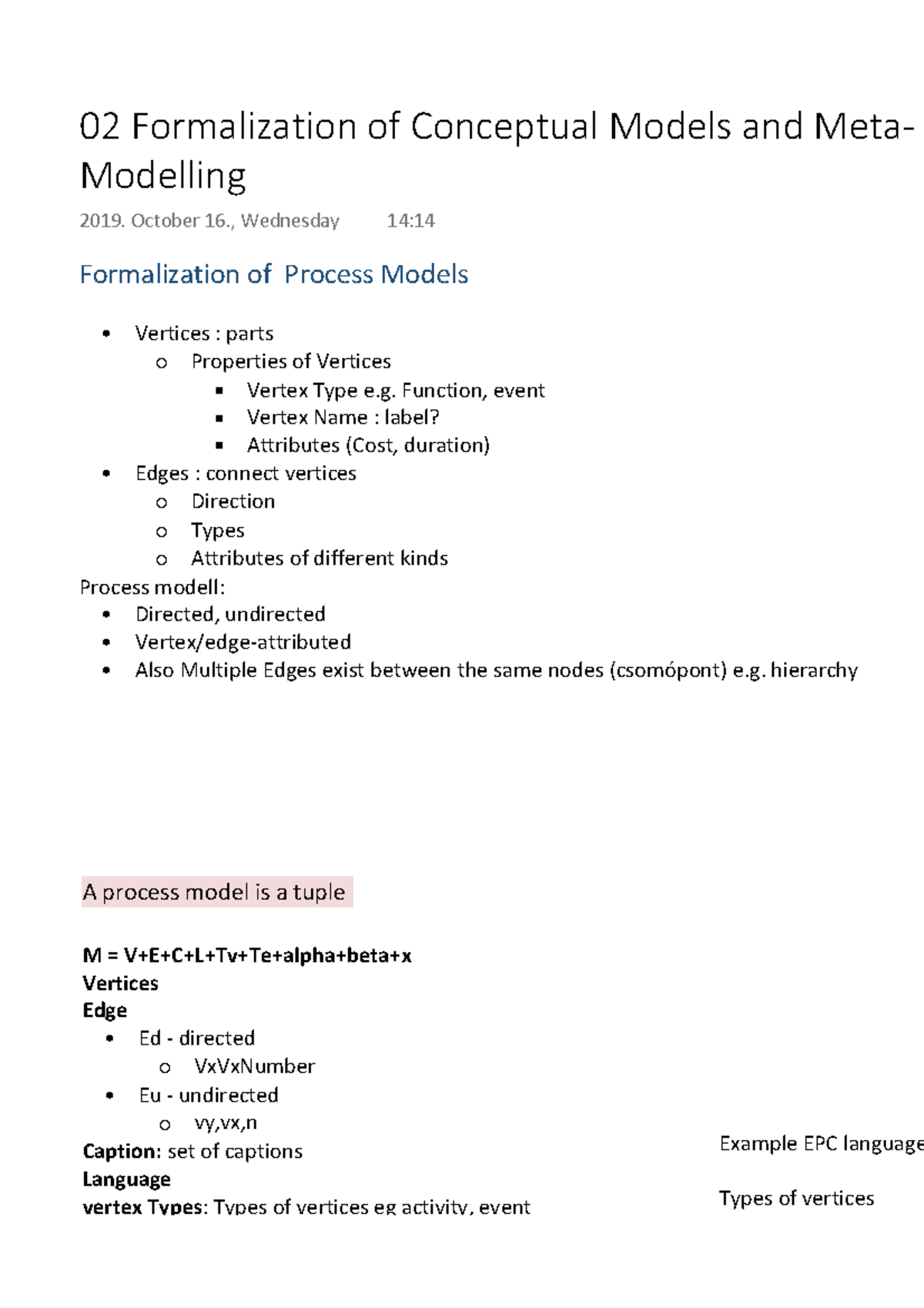 02 Formalization of Conceptual Models and Meta-Modelling - Formalization of Process Models ...
