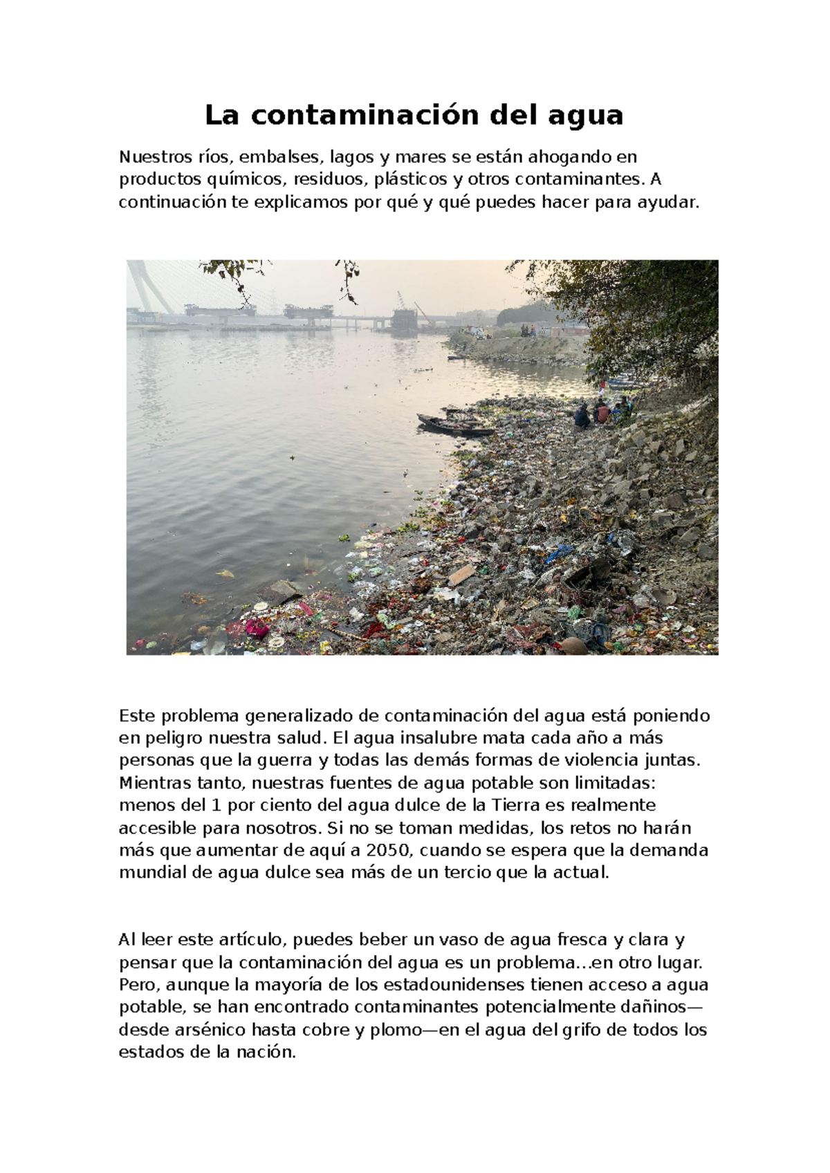 Contaminación del agua - La contaminación del agua Nuestros ríos ...