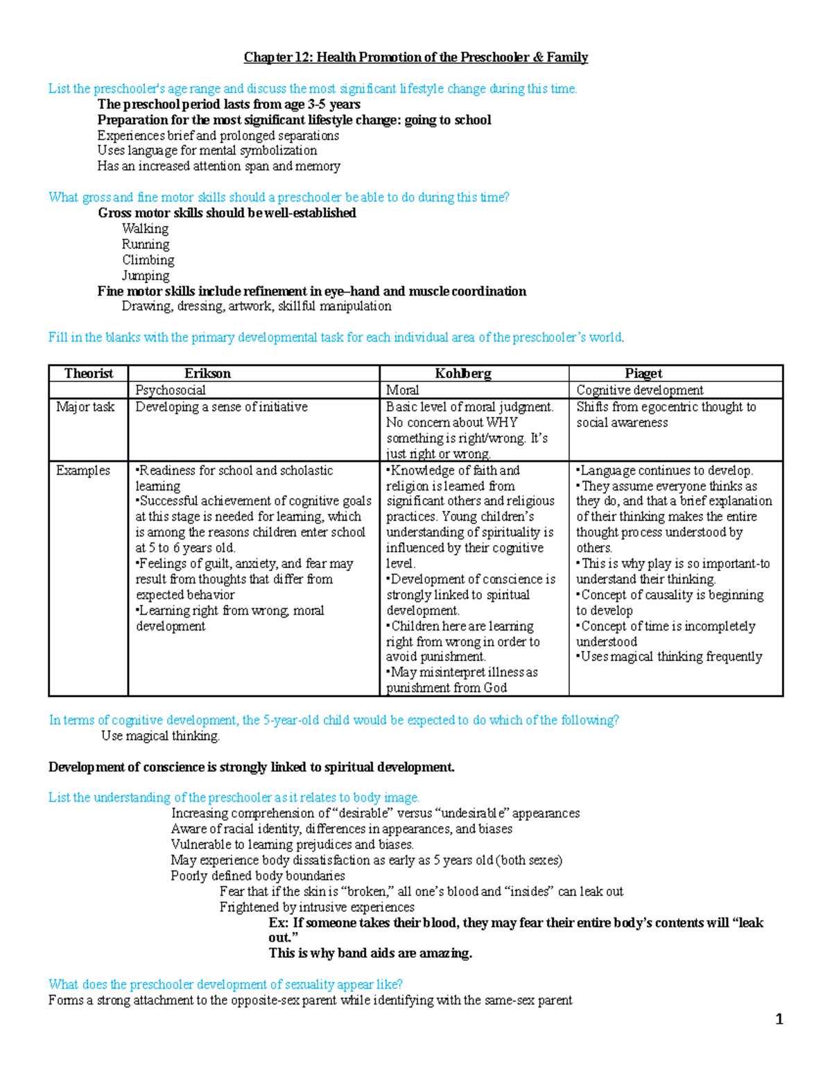Ch 12, 13 - Lecture/Book/ATI Chapter notes - Chapter 12: Health ...