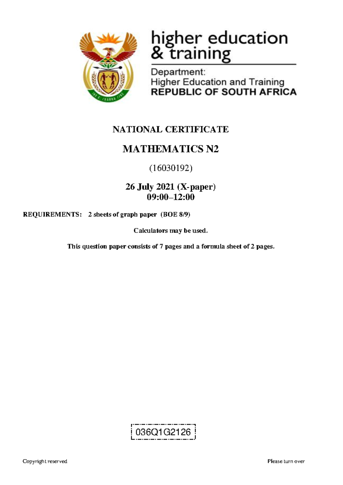 N2 Mathematics August 2021 - NATIONAL CERTIFICATE MATHEMATICS N ...