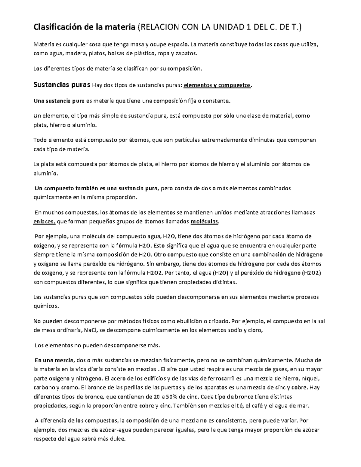 Actividad #3. Clasificación de la materia. Estado y propiedades de la ...