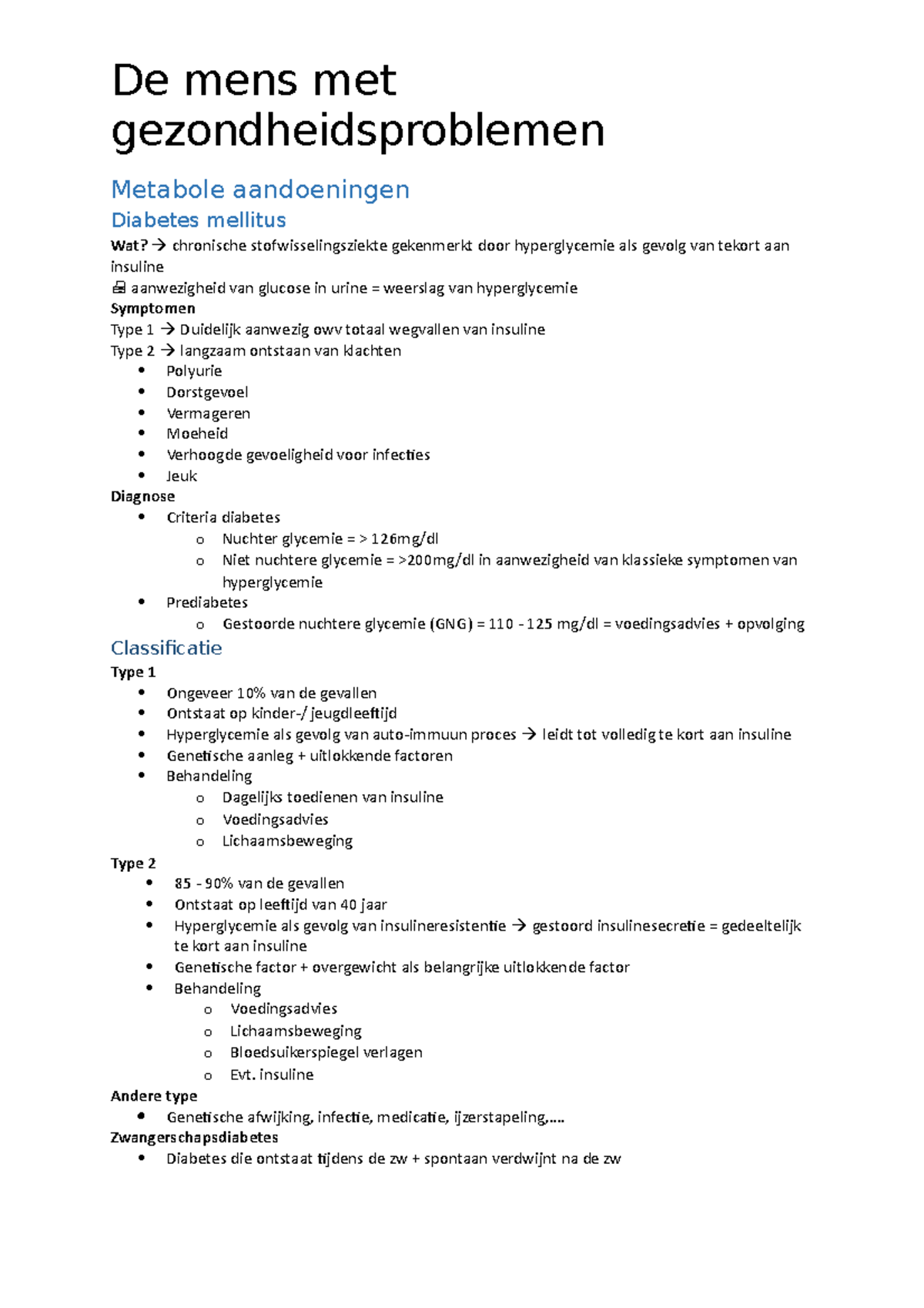 Metabole aandoeningen - gezondheidsproblemen Metabole aandoeningen ...