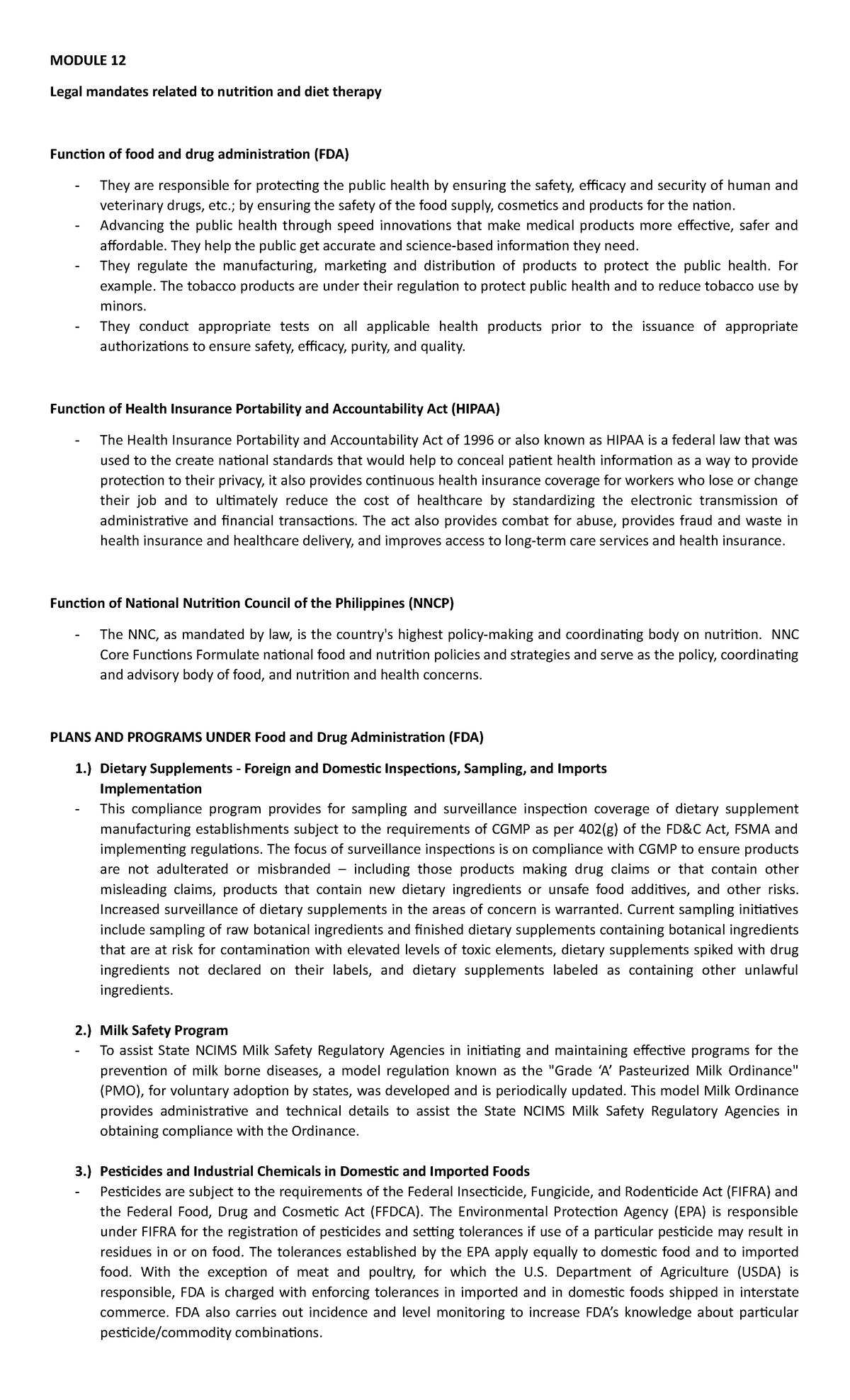 Module 12 - Ms. Glenda Reyes - MODULE 12 Legal mandates related to ...