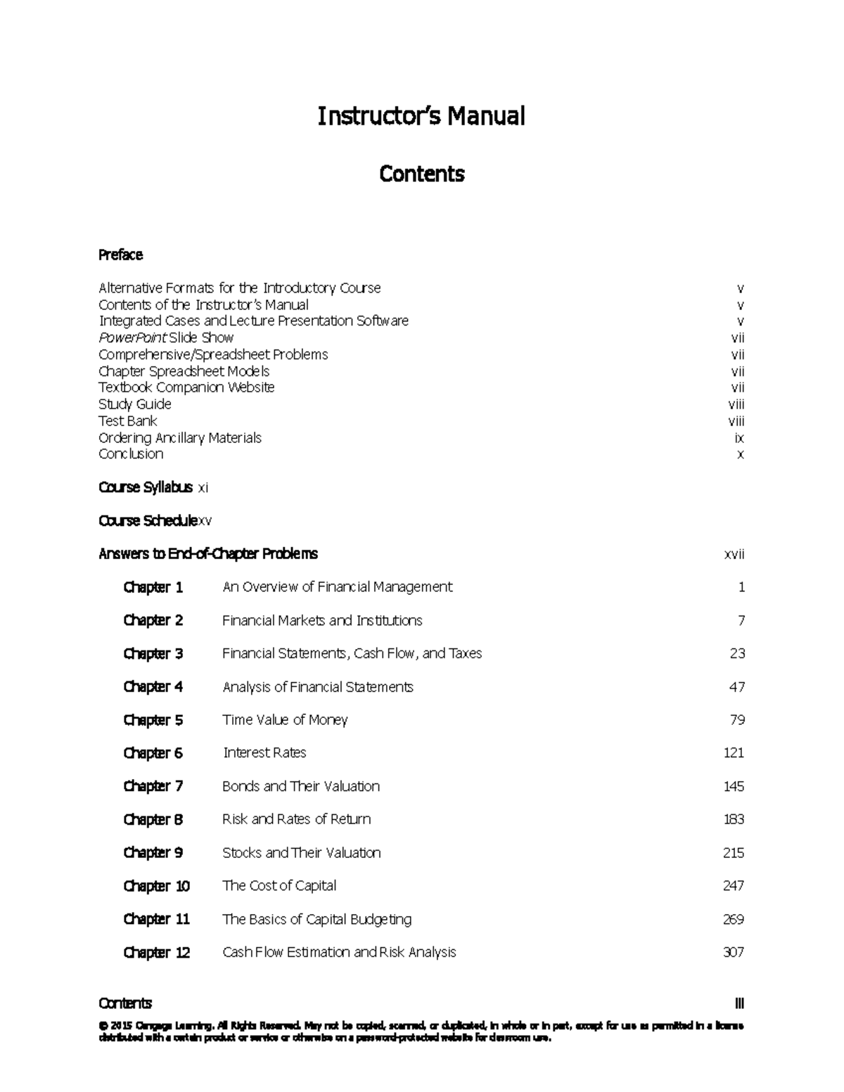 CFFM8 IM Preface - Instructor’s Manual Contents Preface Alternative ...