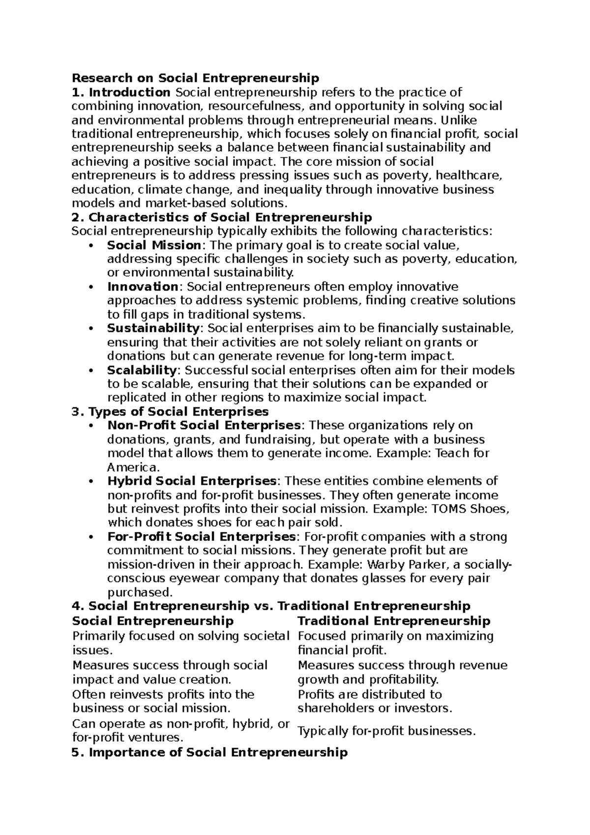 Research work for social entrepreneurship - Research on Social ...