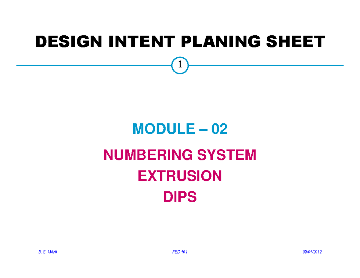 02 DIP Sheeet Module 02 - MODULE – 02 NUMBERING SYSTEM EXTRUSION DIPS 1 ...