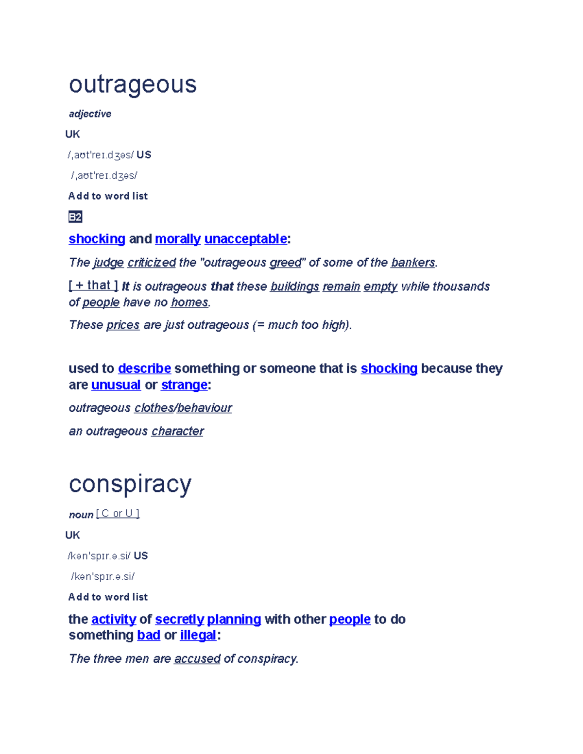 Senior level - Eh beans - outrageous adjective UK / aˌ ʊ ˈ t re .d əs ɪ ...