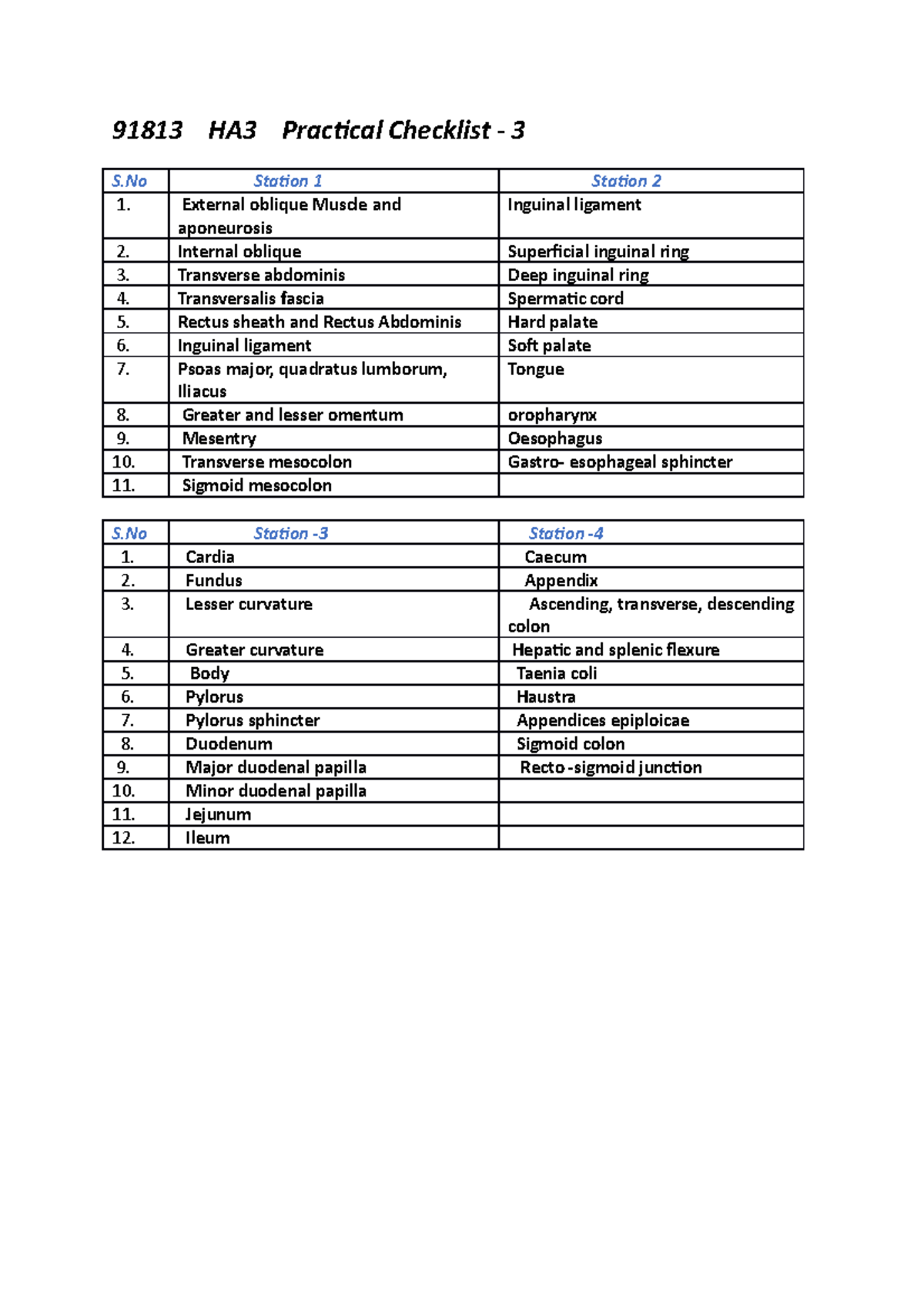 91813 - HA3 Practical Checklist - 91813 HA3 Prac琀椀cal Checklist - 3 S ...