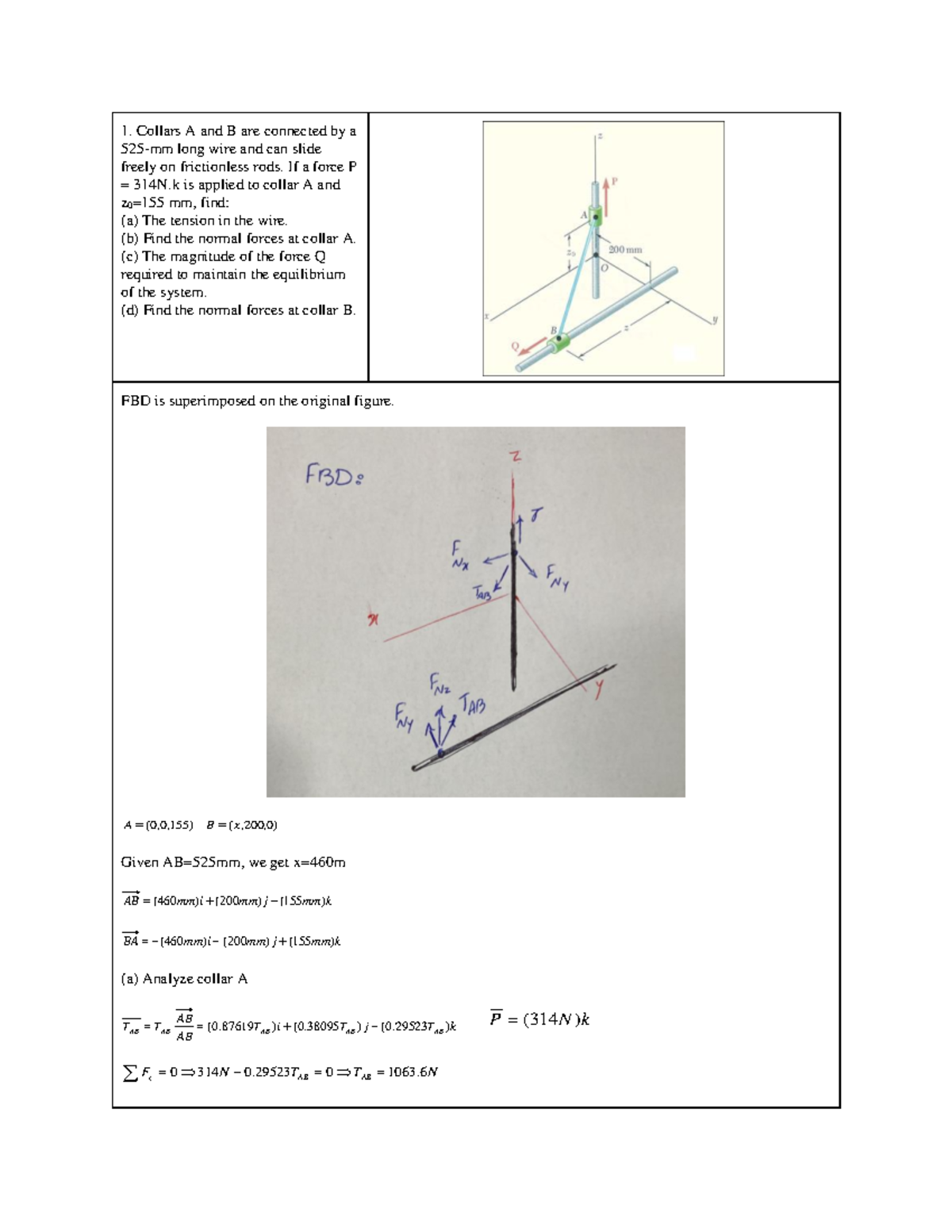 Civ100-Assignment unit 5 solutions - Collars A and B are connected by a 525 - mm long wire and ...