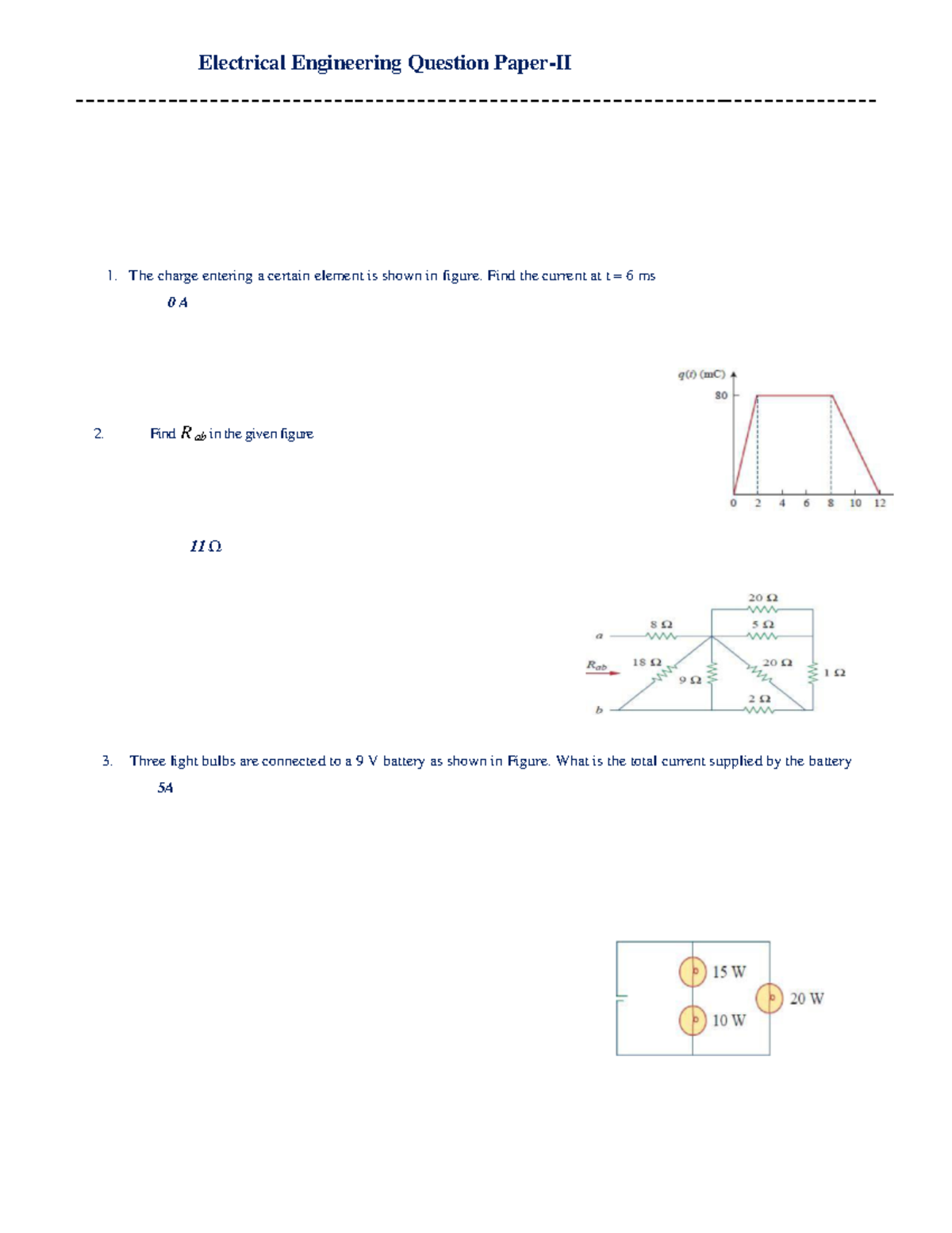 Elect Eng Pape-II paper niss ourjehns - Electrical Engineering Question ...