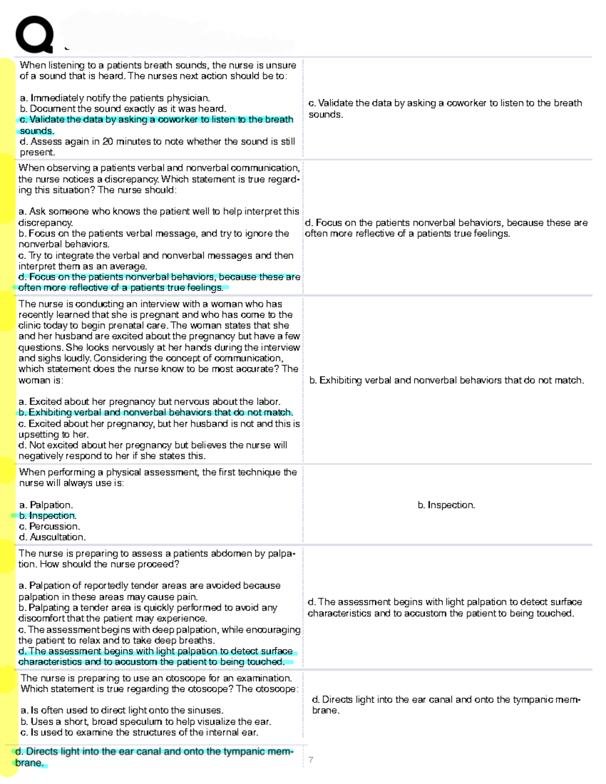Health Assesment Finals. - Studocu