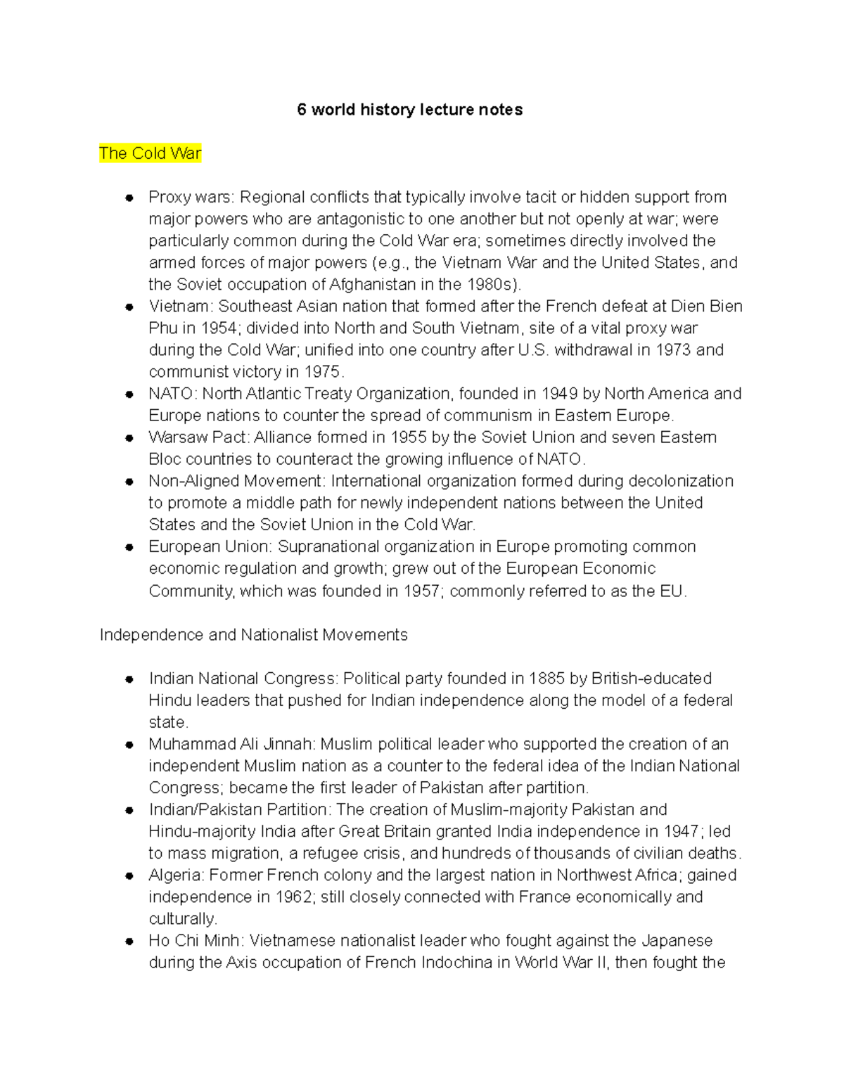 6 world history lecture notes - 6 world history lecture notes The Cold ...