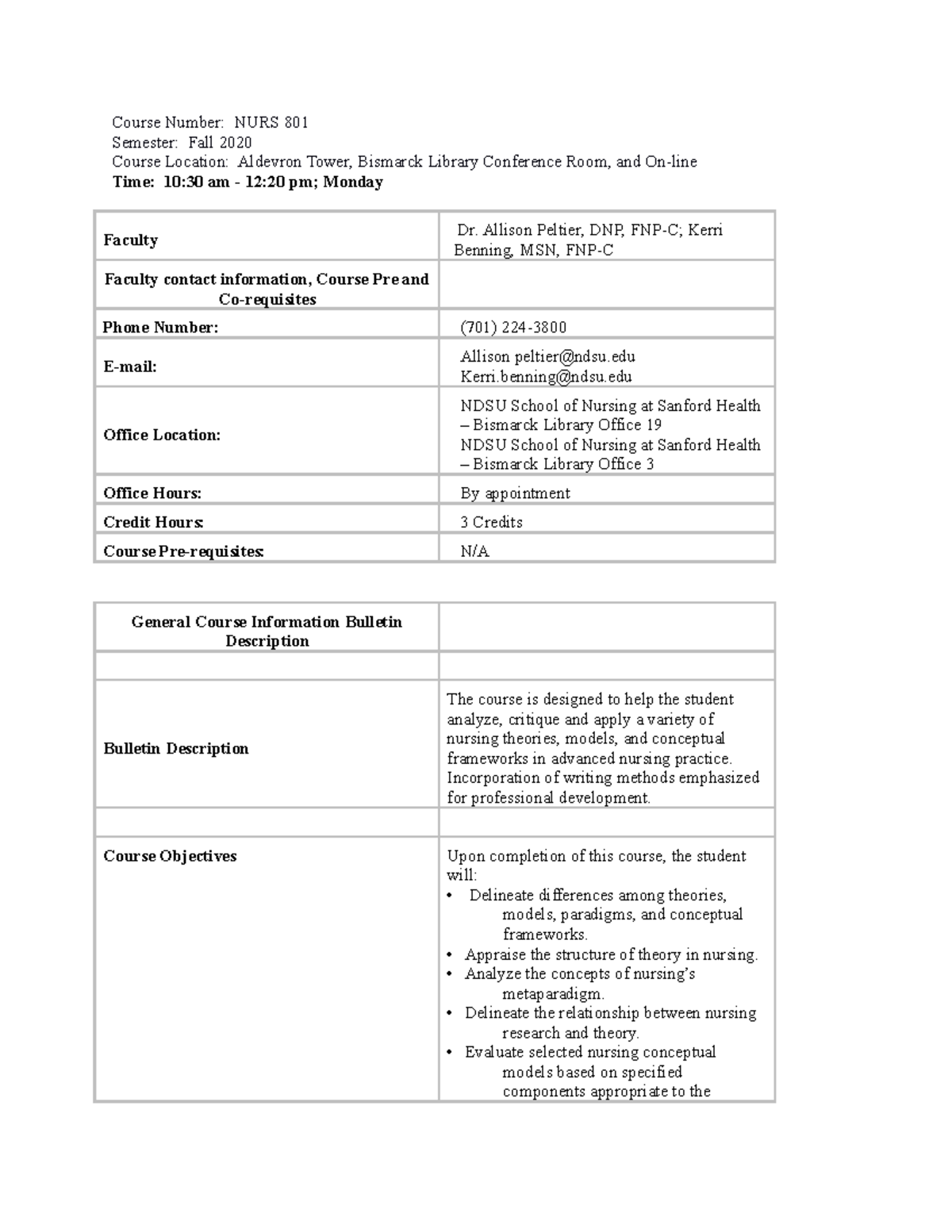 NURS 801 Syllabus - EDUC 801 - NDSU - Studocu