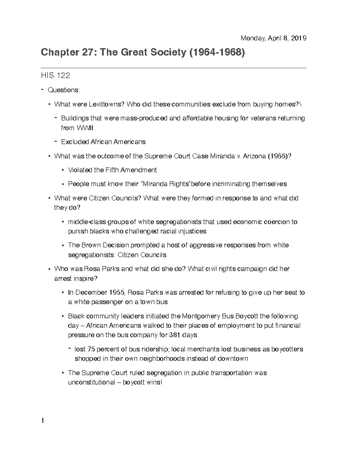 Chapter 27 (History) - Chapter 27: The Great Society (1964-1968) HIS ...