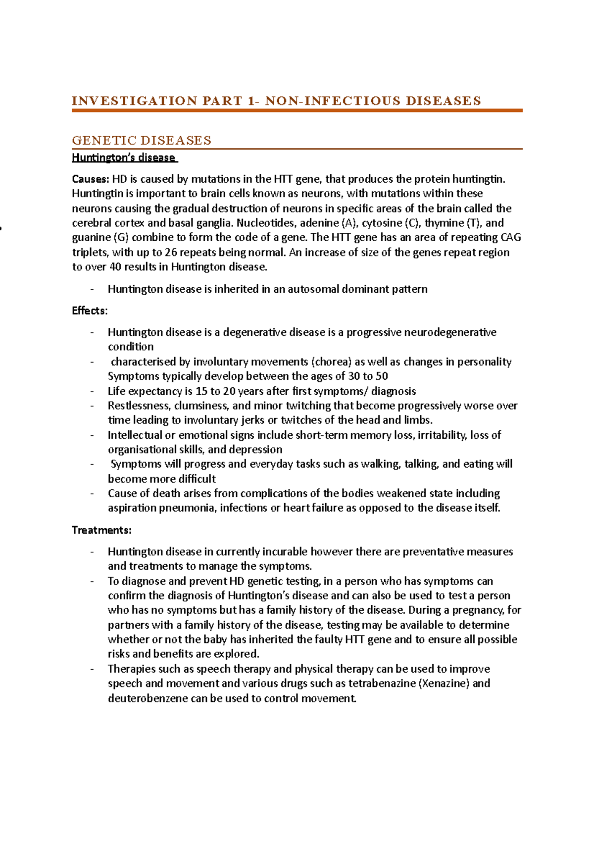 Non-infectious diseases - INVESTIGATION PART 1- NON-INFECTIOUS DISEASES ...
