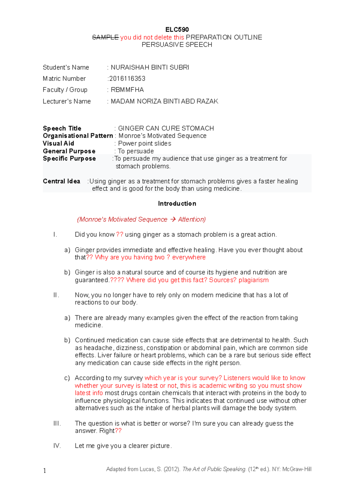 NEW ELC590. Gingerdocx - ELC SAMPLE you did not delete this PREPARATION ...