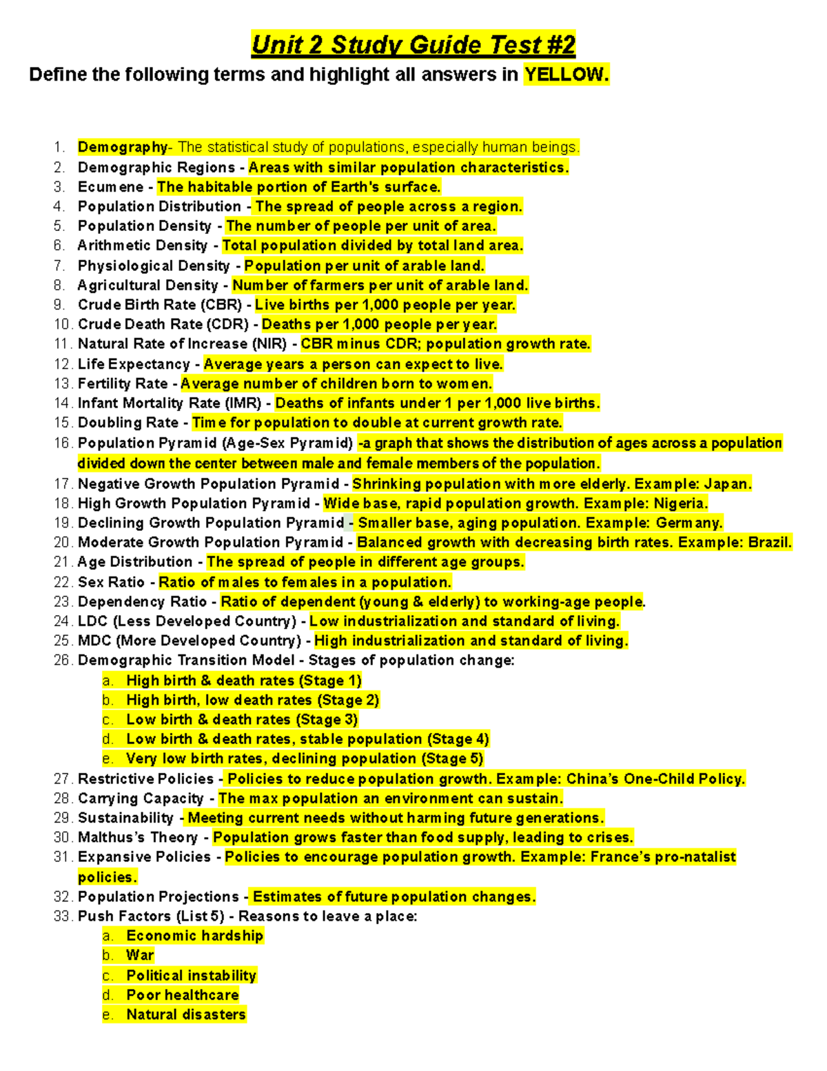Unit 2 Key Terms Study Guide Test #1 CP-Salvo - Unit 2 Study Guide Test ...