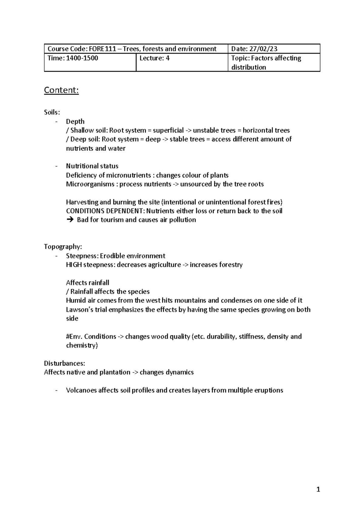 2023 02 27 FORE111 Wk2A Notes - 1 Course Code: FORE111 – Trees, forests ...
