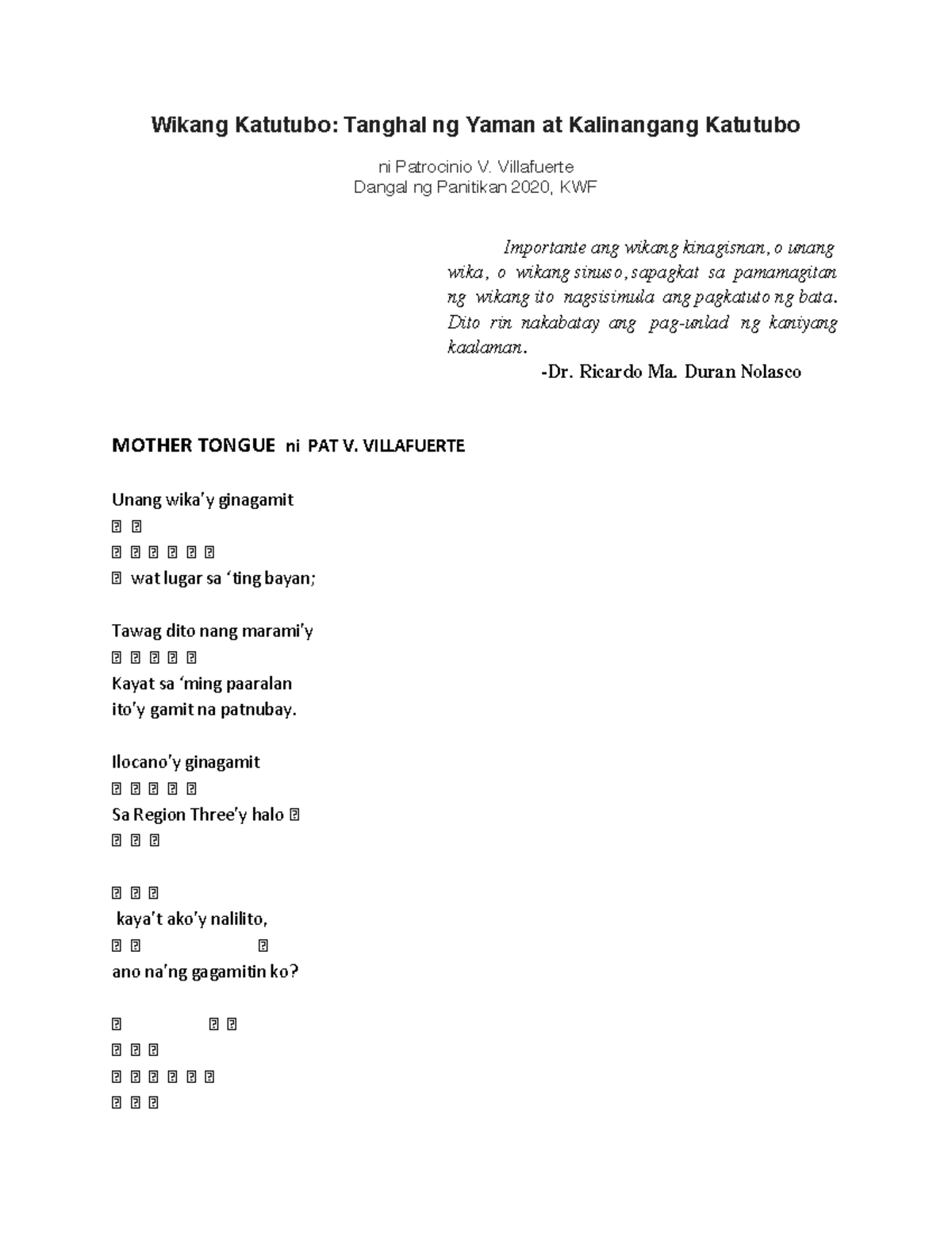 8 Panayam ni Pat Villafuerte BWP2021 - Wikang Katutubo: Tanghal ng ...