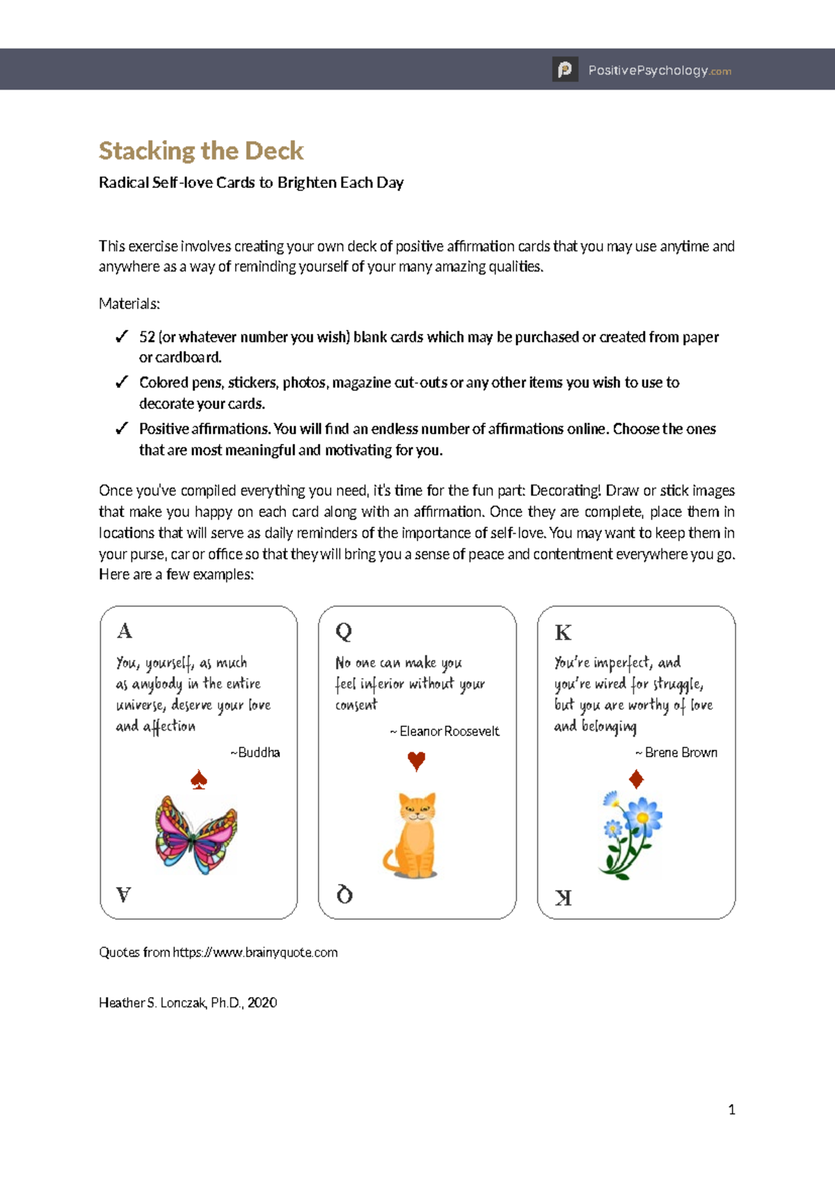 Stacking-the-Deck - Yes - PositivePsychology 1 Stacking the Deck Radical Self-love Cards to ...