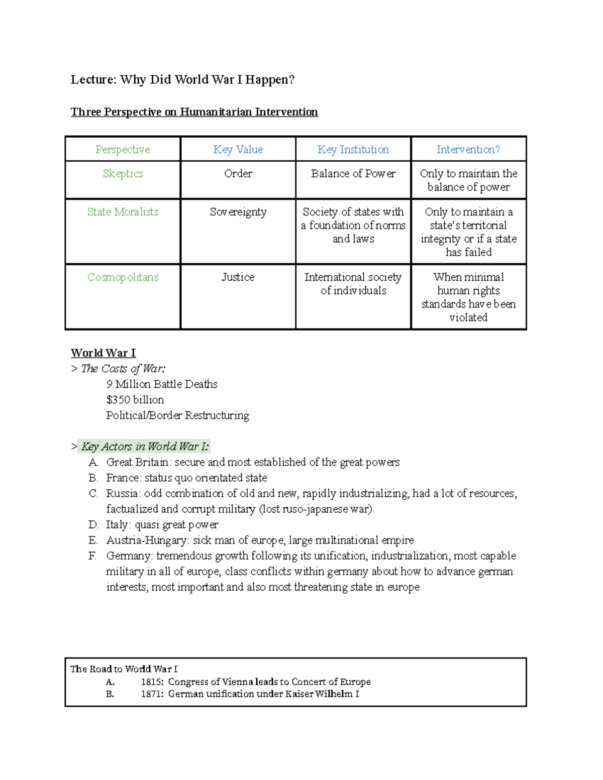 Lecture Why Did World War I Happen - Lecture: Why Did World War I ...