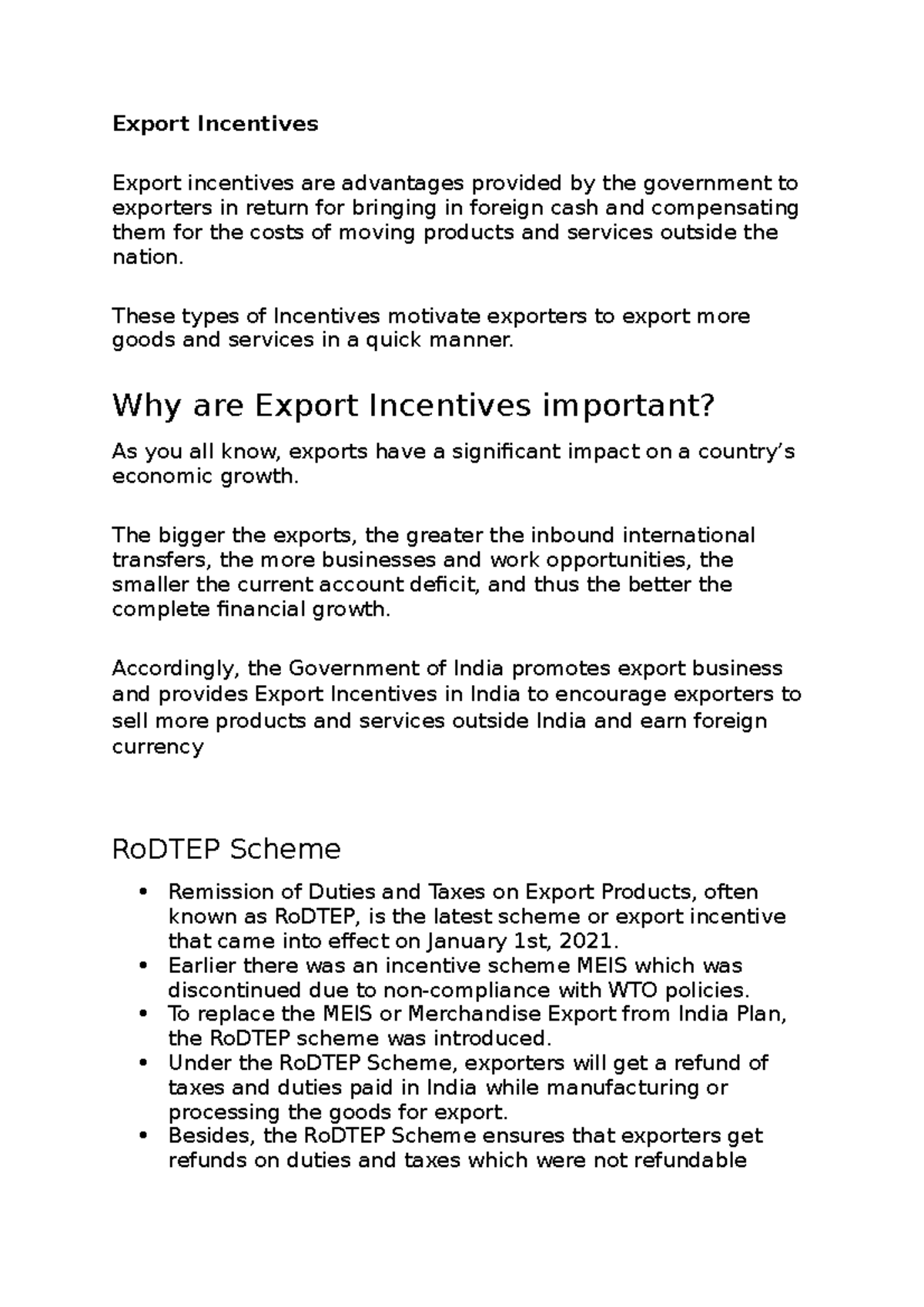 Export Incentive - Its a lecture note - ExportIncentives Export ...