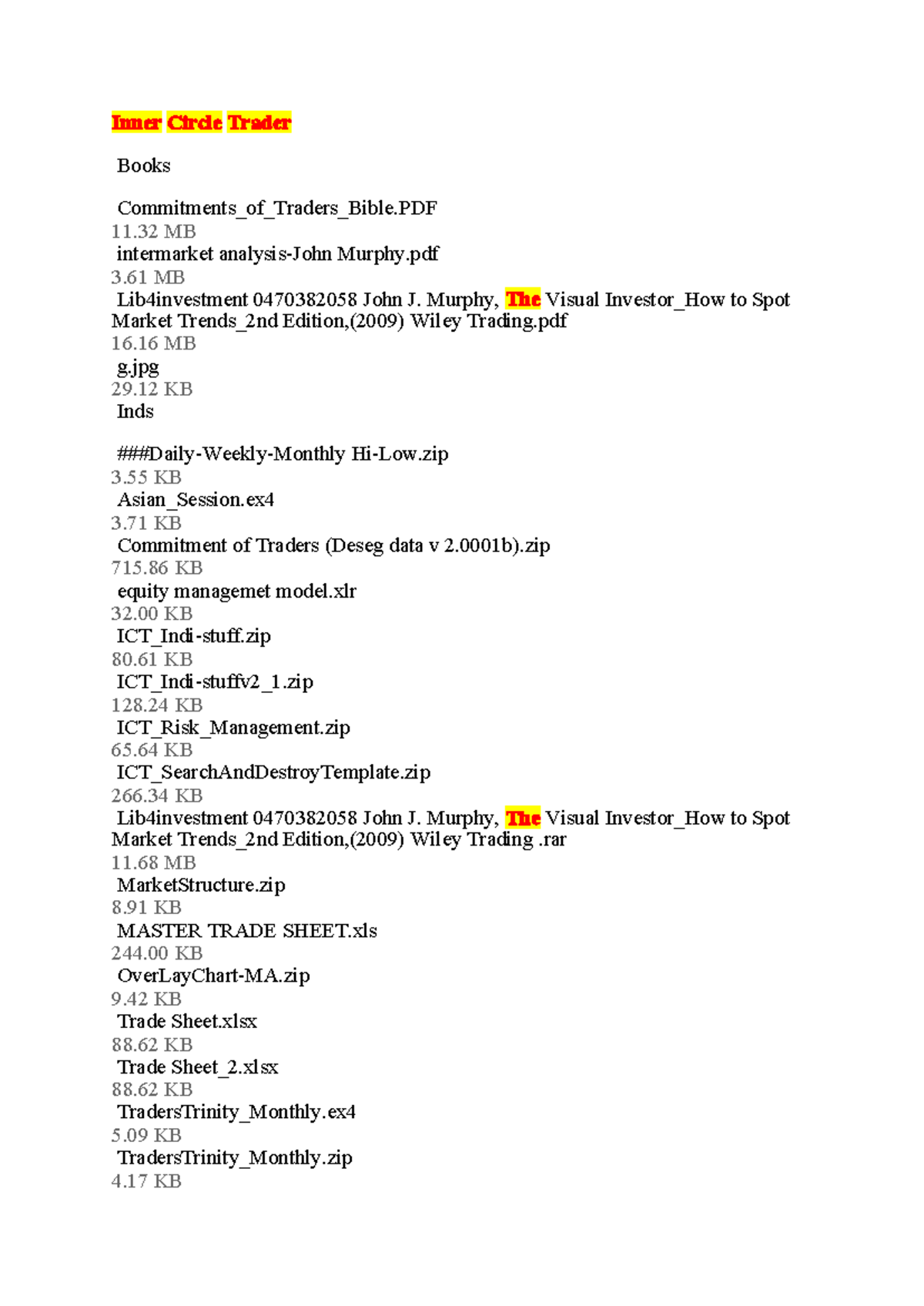 Pdfcoffee - Inner Circle Trader Books Commitments_of_Traders_Bible 11 MB intermarket analysis ...