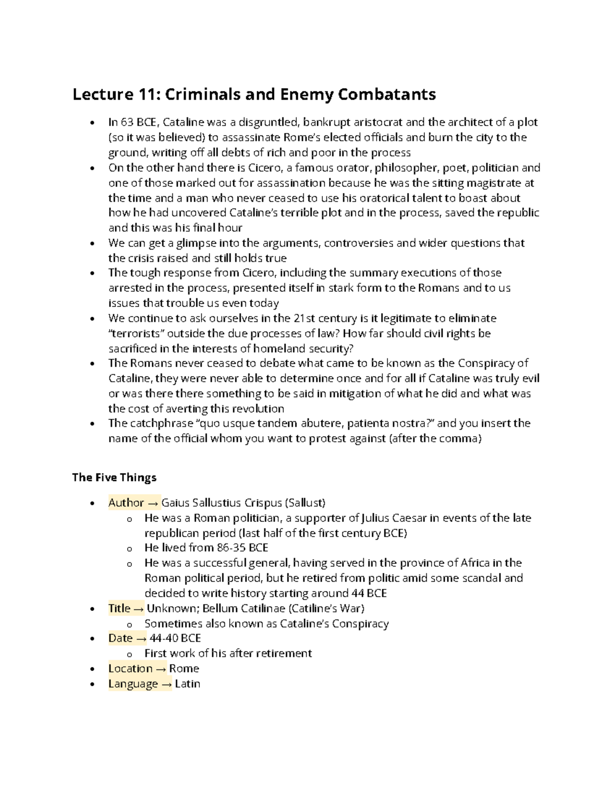 Week 11 - Week 11 comprehensive notes - Lecture 11: Criminals and Enemy ...